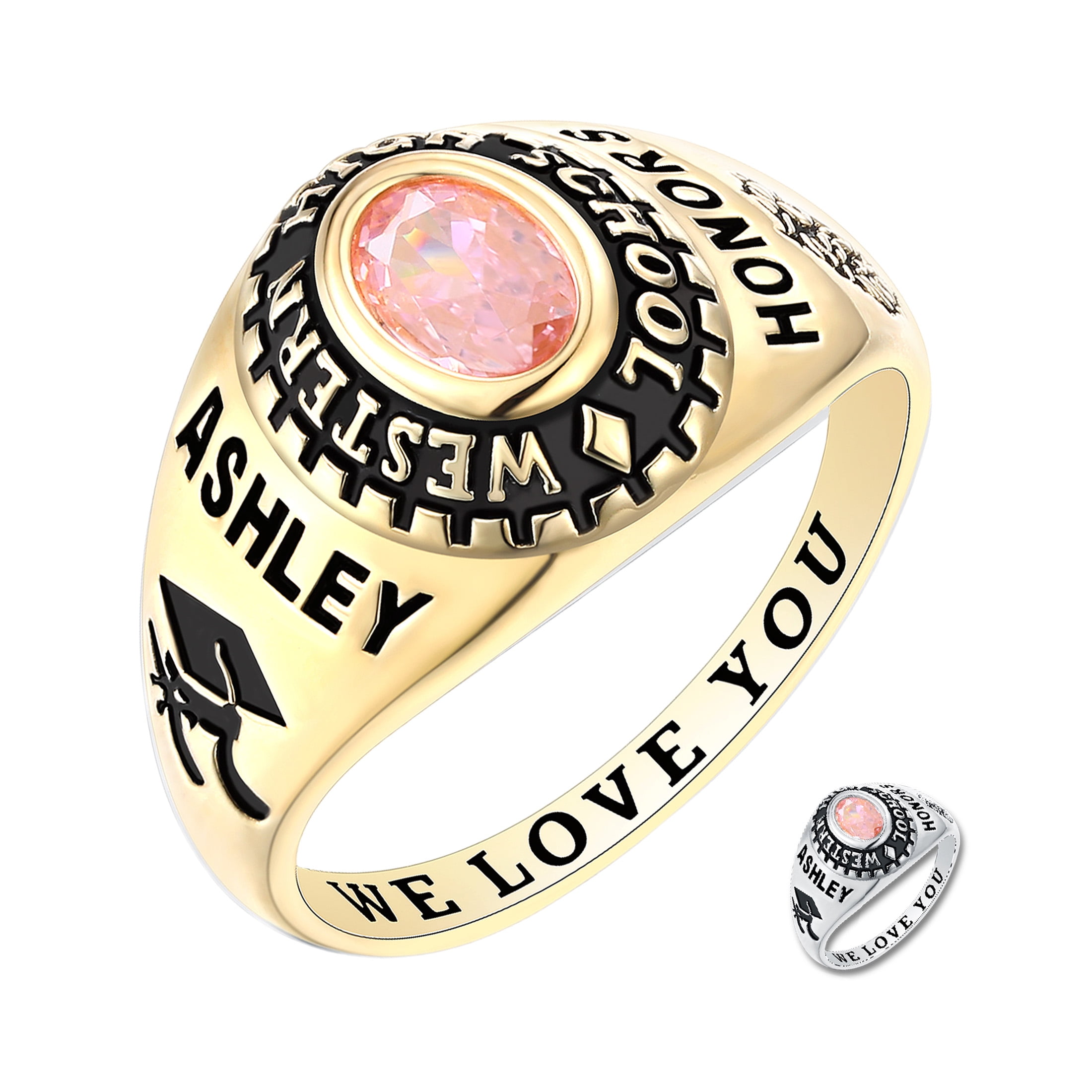 Mementos PJM Custom Women's Class Rings 10kt Yellow Gold for High ...