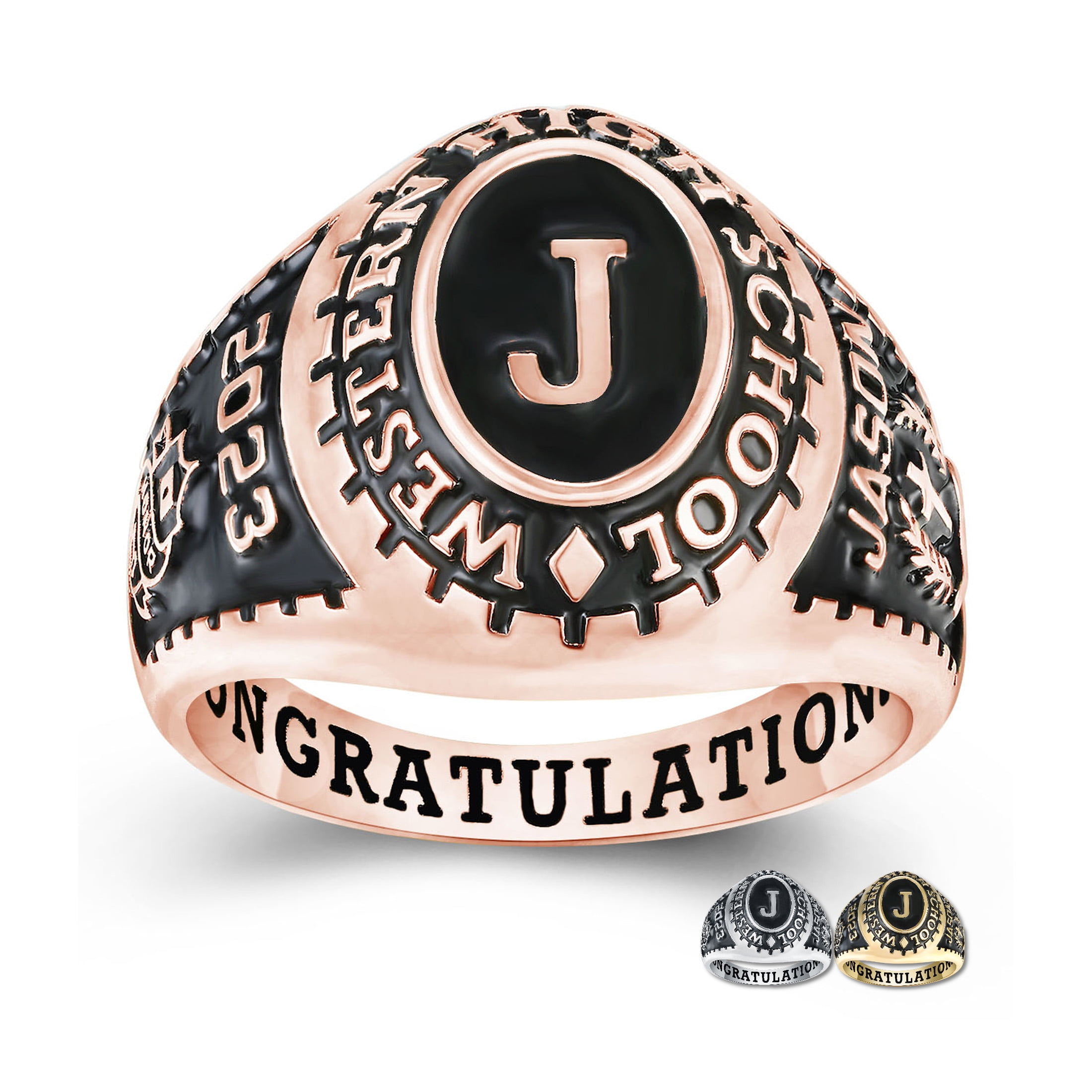 Mementos Jewelry USA Customized Initial Sterling Silver Class Rings for ...