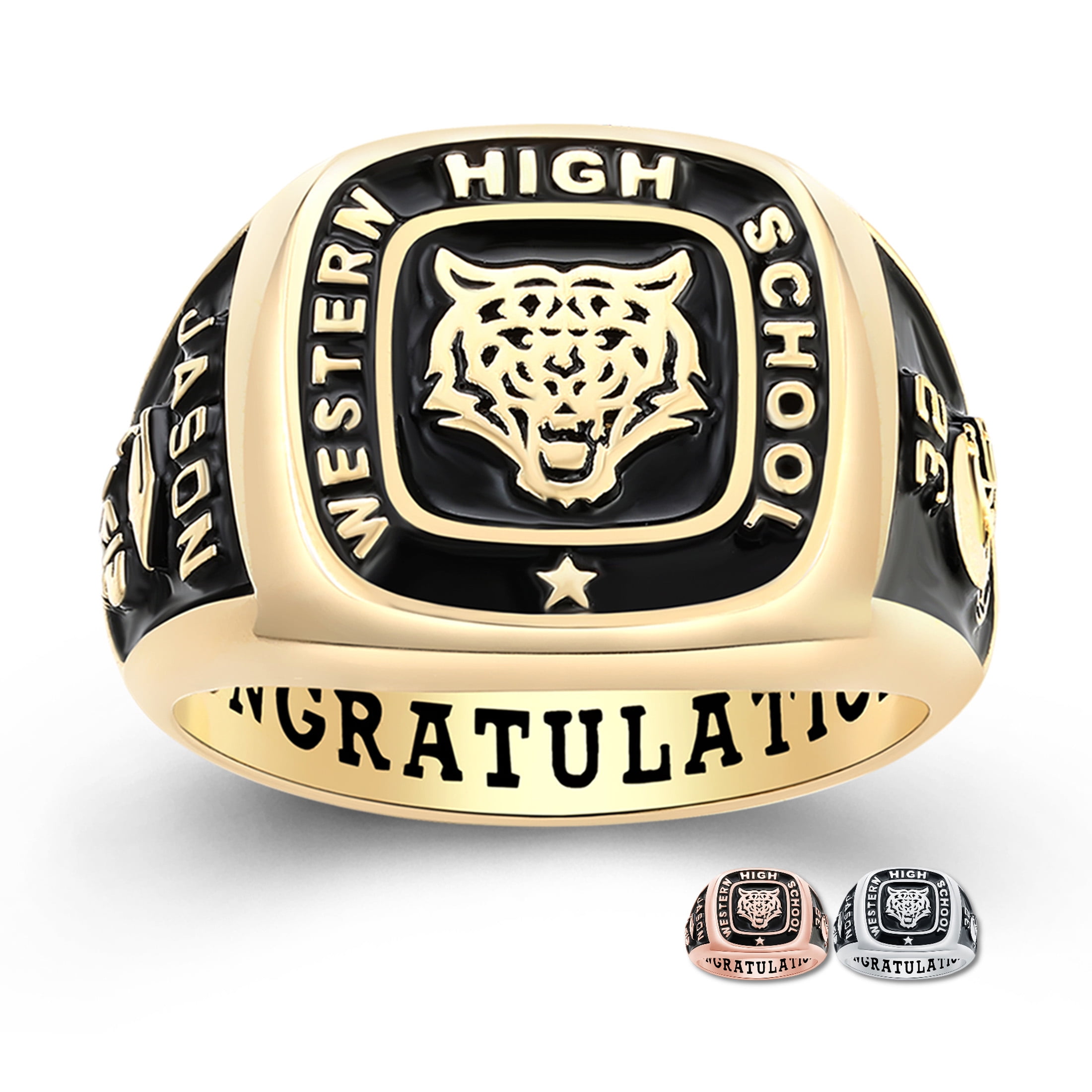 Mementos PJM Personalized Men's Class Rings Sterling Silver for High ...