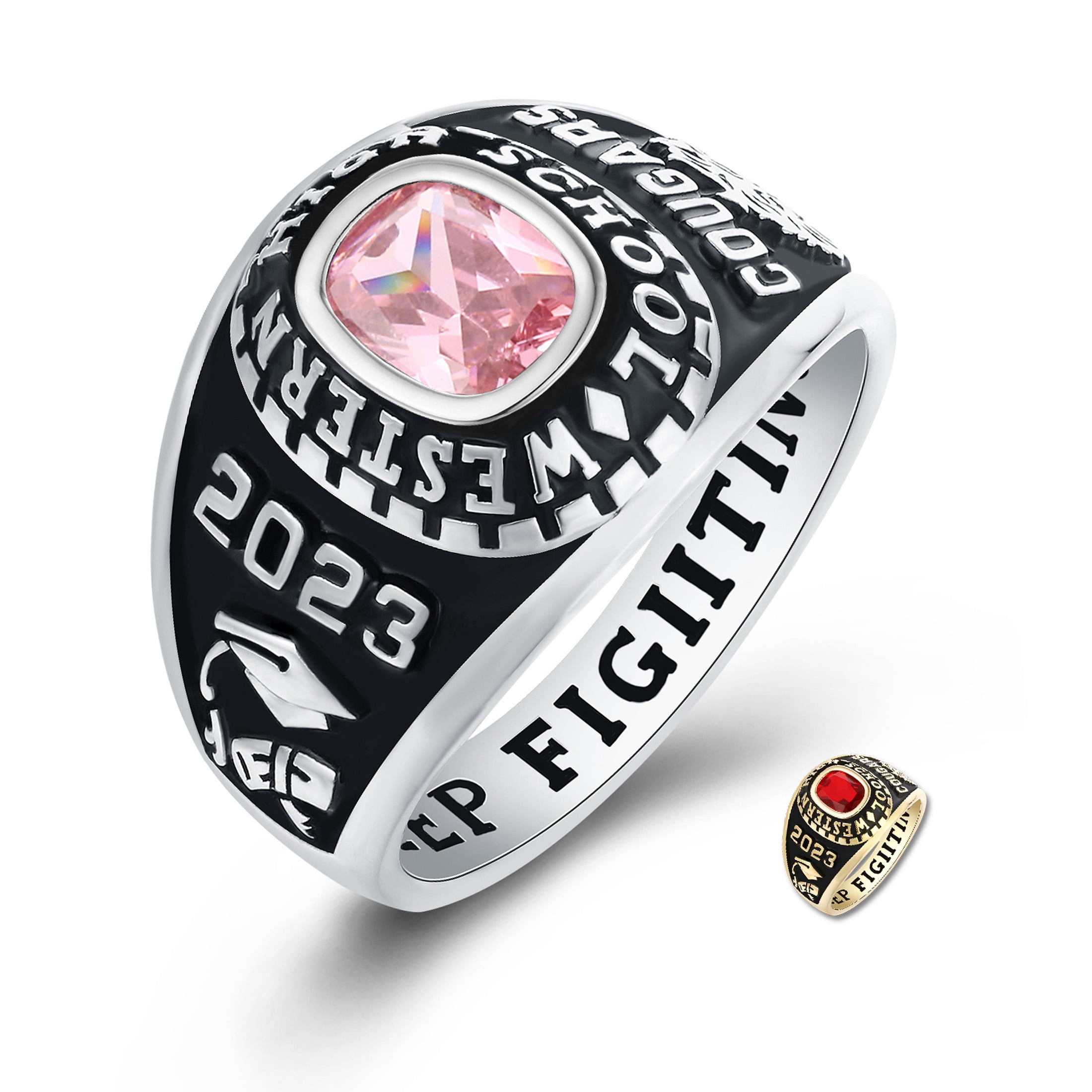 Mementos Jewelry USA Customized Ultimate 10kt White Gold Class Rings ...