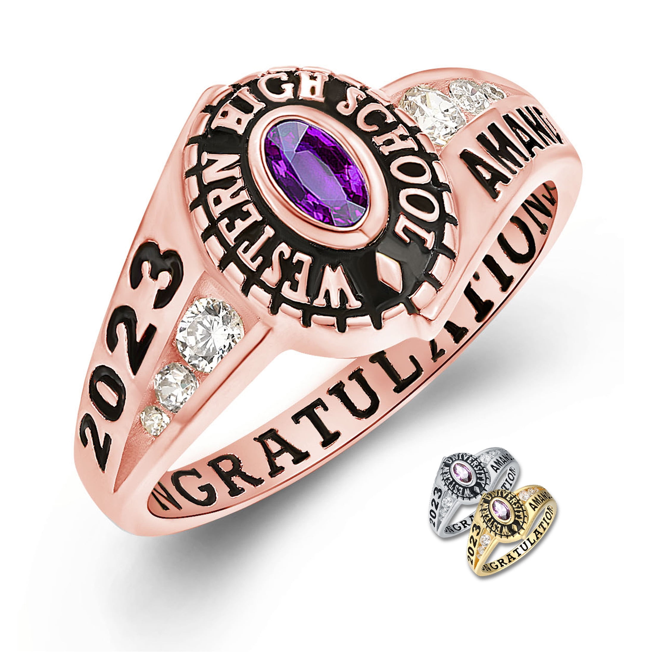 Mementos PJM Custom Women's Class Rings Sterling Silver for High School ...