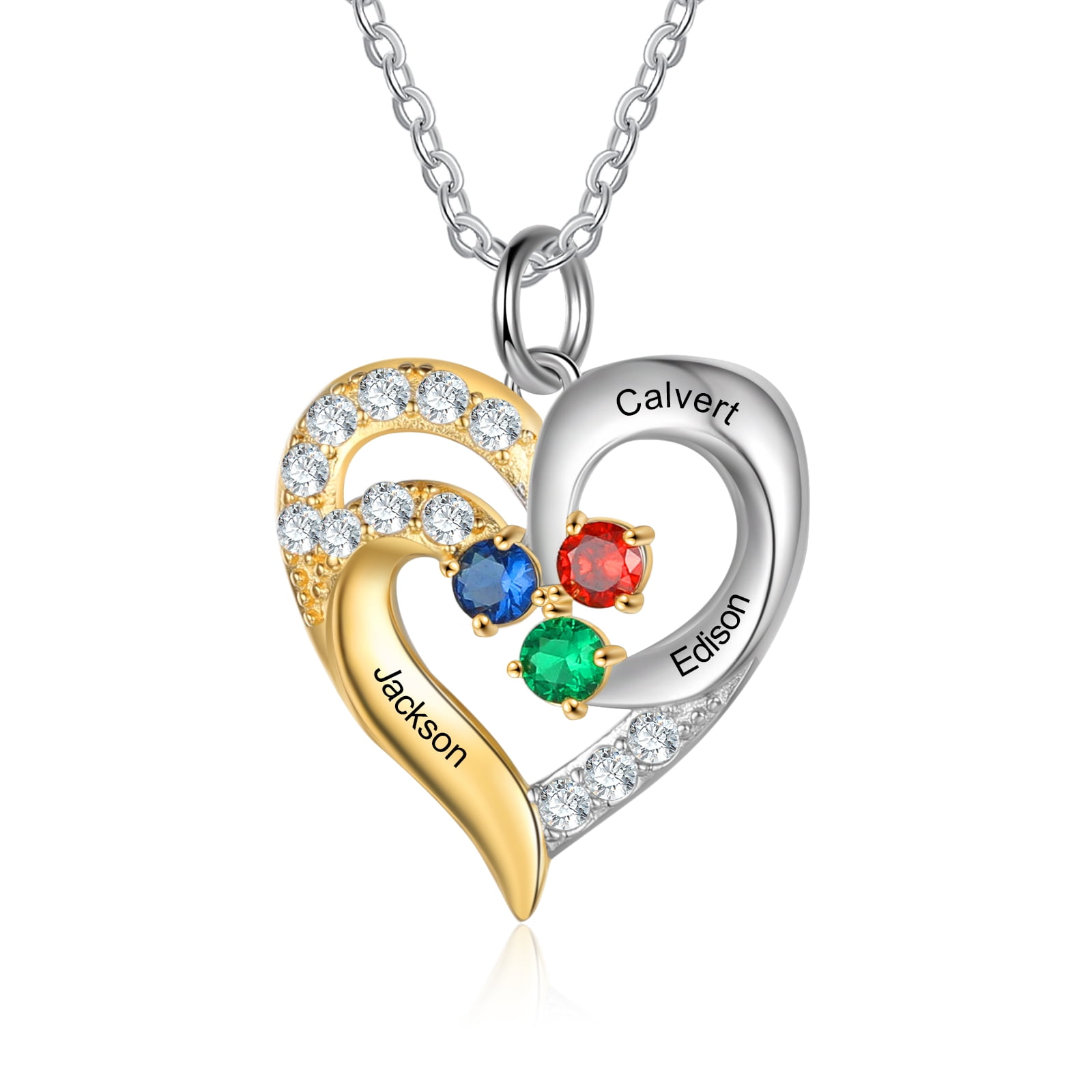 Mementos Personalized Mother's Family Birthstone and Names Necklace ...