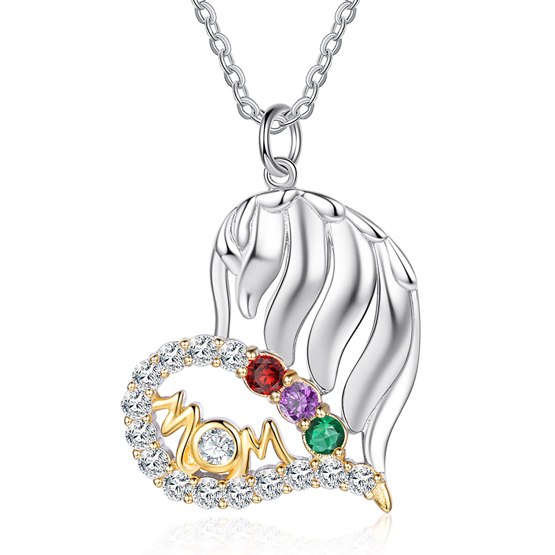 Mementos Personalized Mother's Family Birthstone and Names Necklace ...