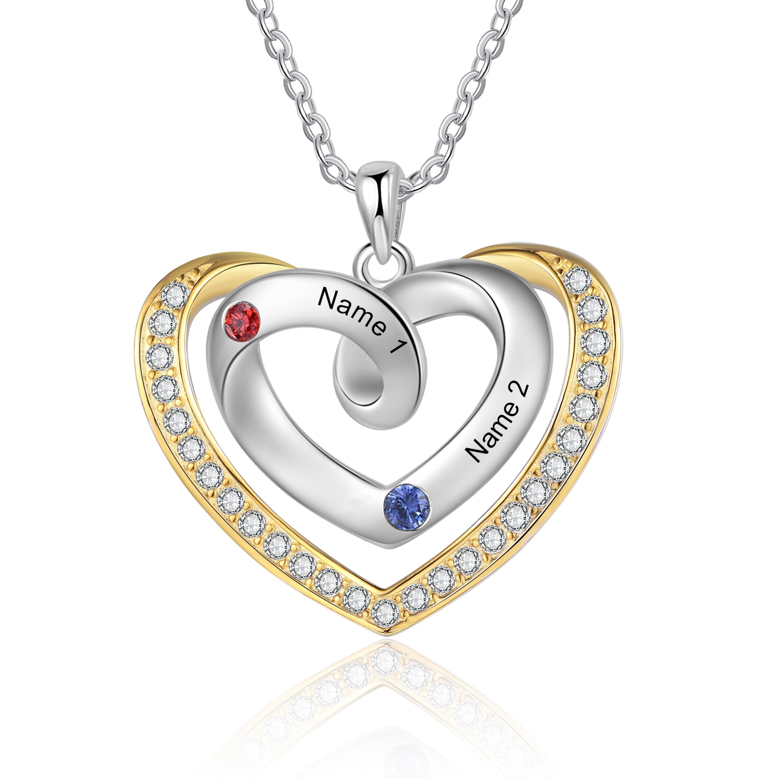 Mementos Personalized Rhodium Plated Brass Family Necklace for Women ...