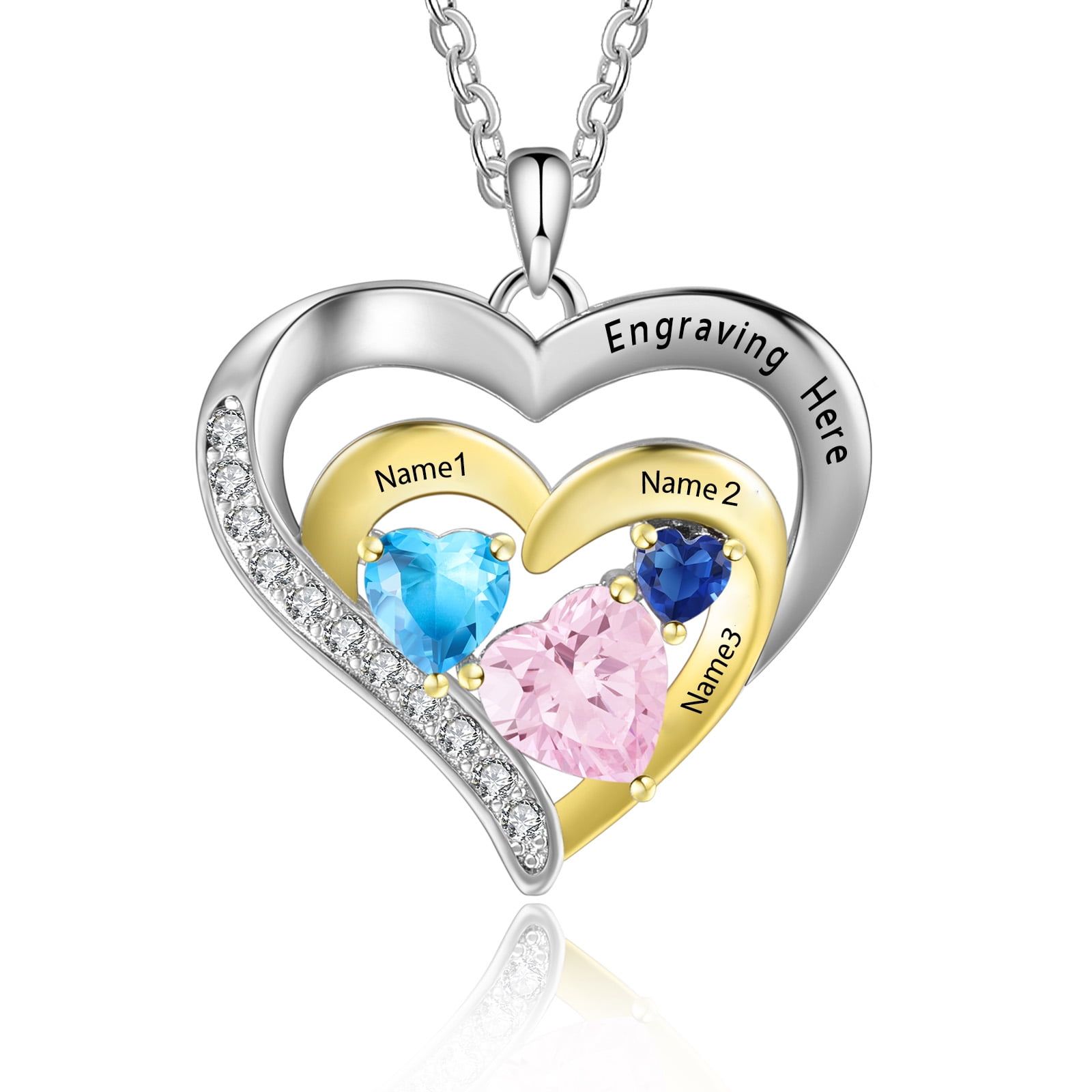 Mementos Personalized Brass Family Necklace for Women (Mother) with 3 ...