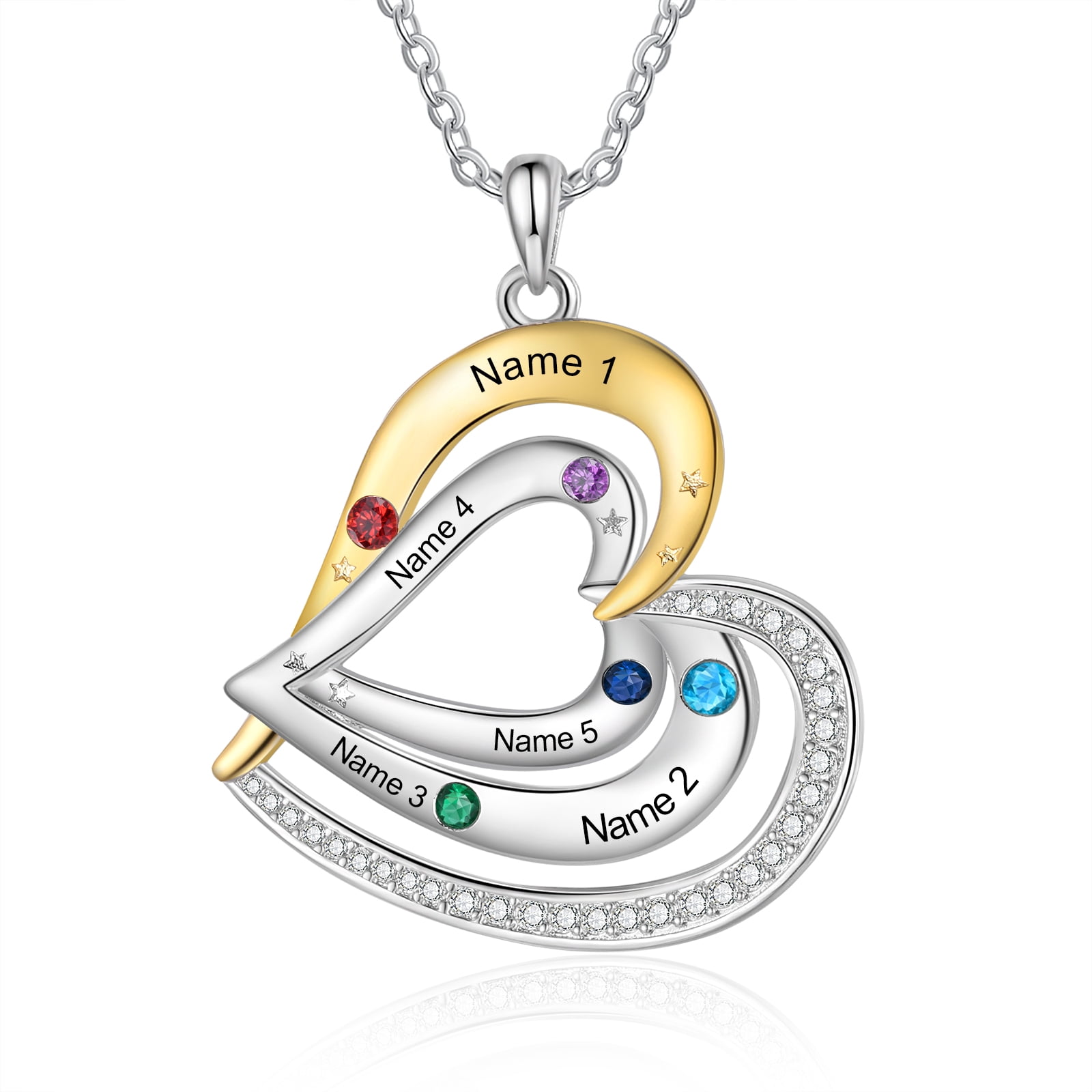 Mementos Personalized Brass Family Necklace for Women (Mother) with 5 ...