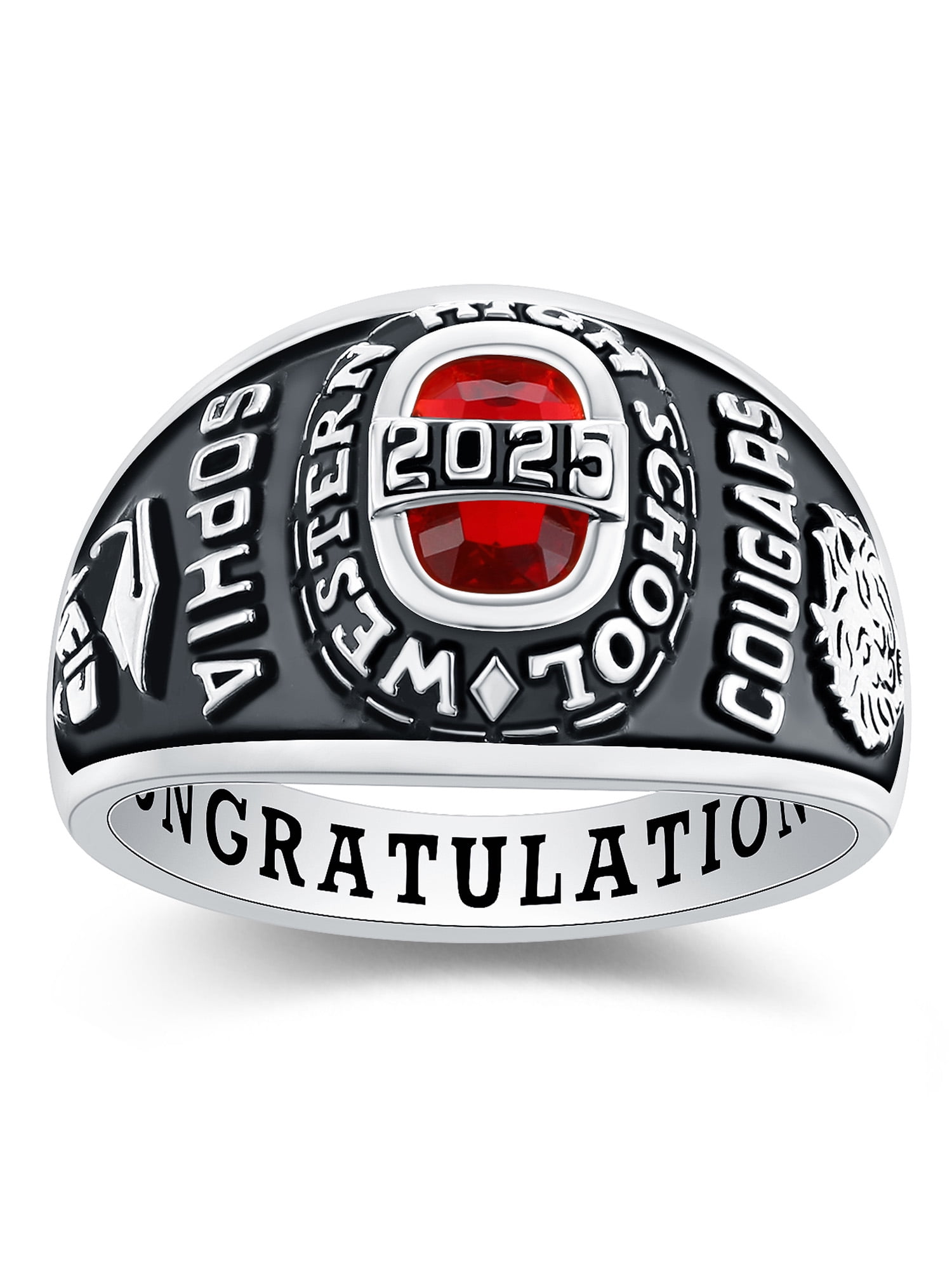 Mementos USA Customized Sterling Silver Women's Class Rings for High ...