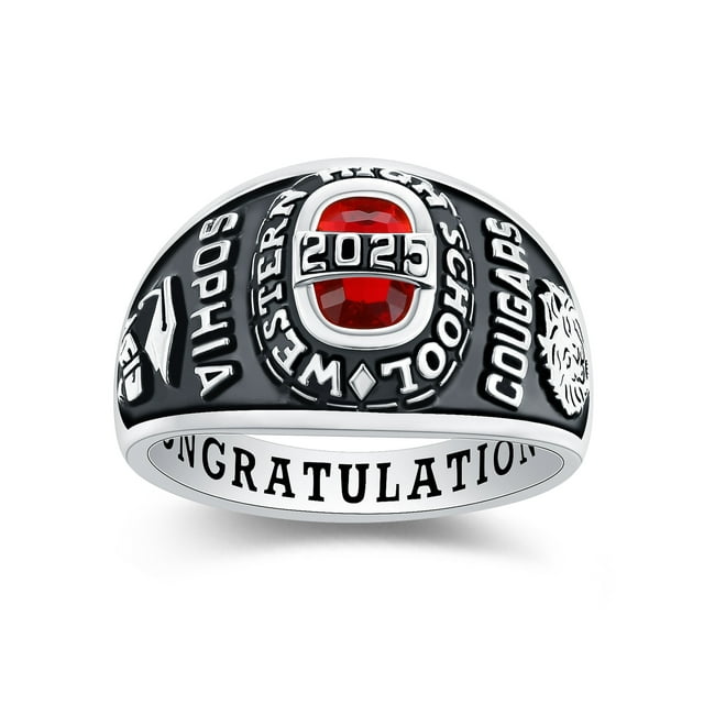 Mementos USA Customized Sterling Silver Women's Class Rings for High ...