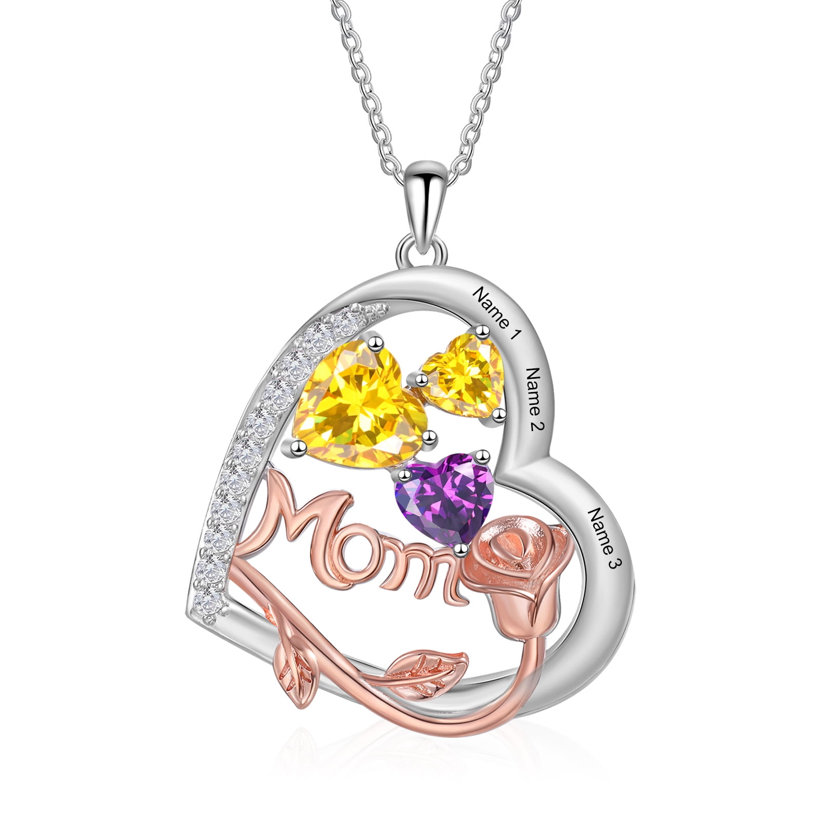 Mementos Customized Heart Family Women's (Mother) Necklace Sterling ...