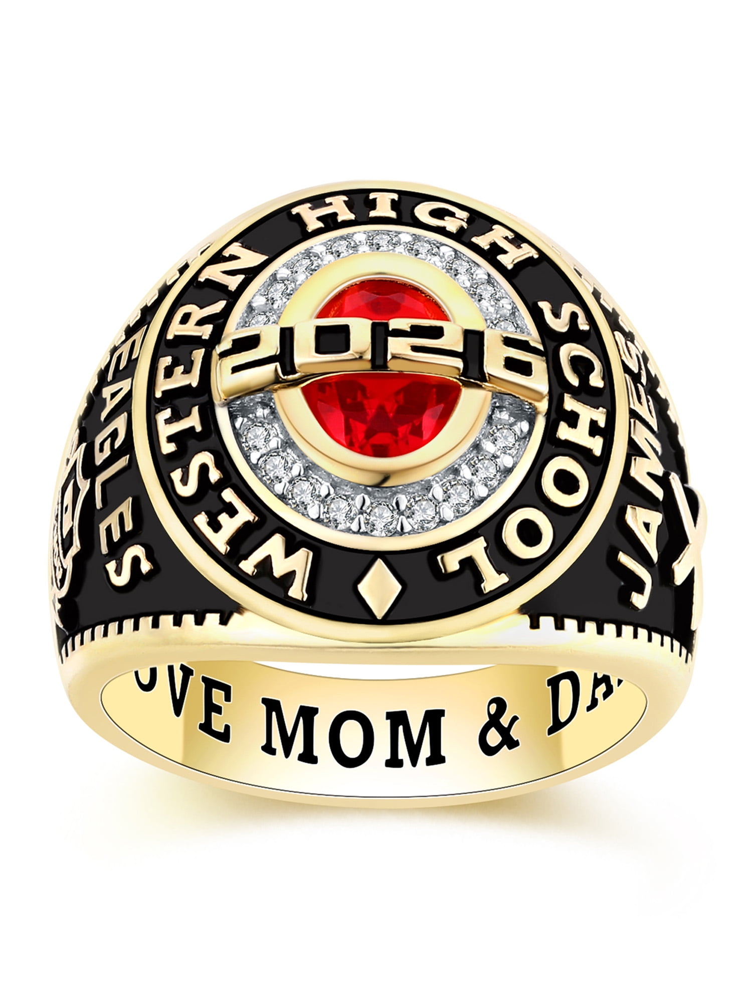Mementos USA Customized 10kt Gold Class Rings for Men High School ...
