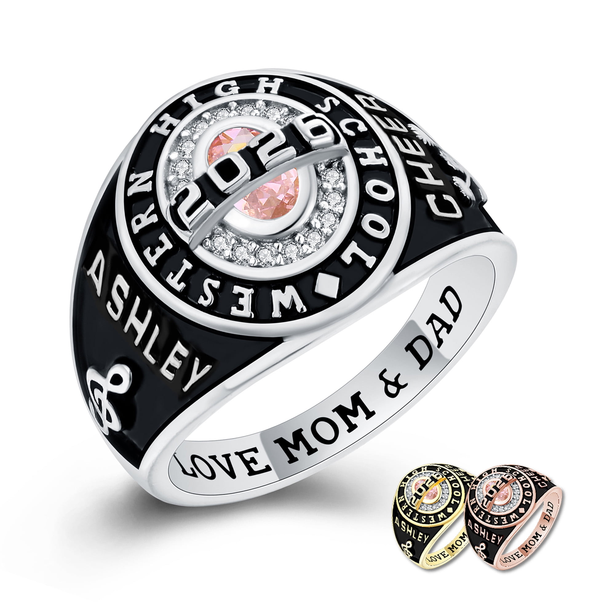 Mementos USA Custom Privilege Sterling Silver Birthstone Class Rings ...