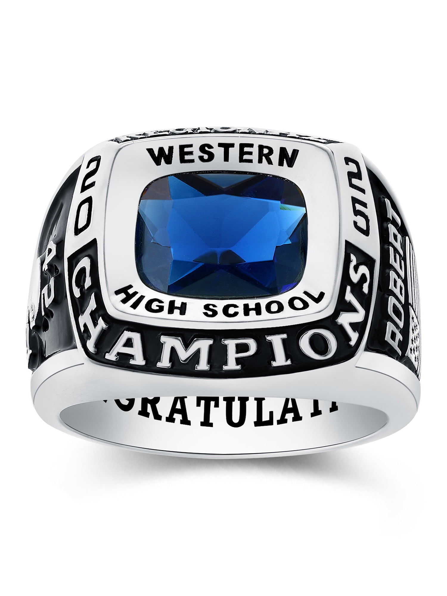 Mementos USA Customized 10kt White Gold Men's High School Class Rings ...