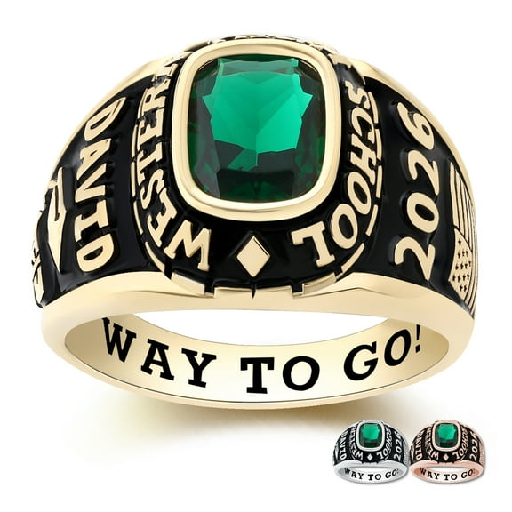 Fully Personalized Customized class rings 925 Sterling Silver Men's ...