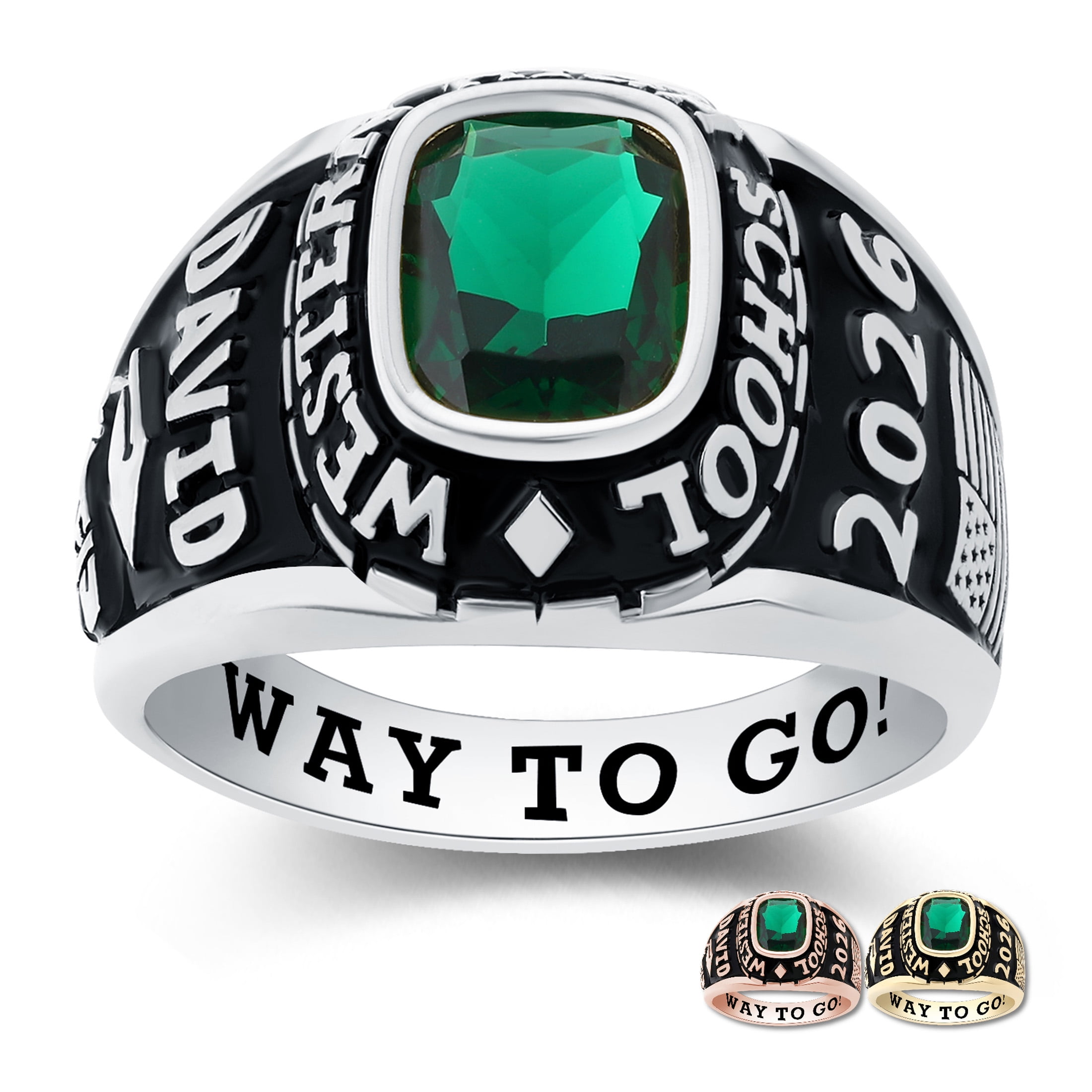 Mementos PJM Custom Large Men's Class Rings Sterling Silver for High ...