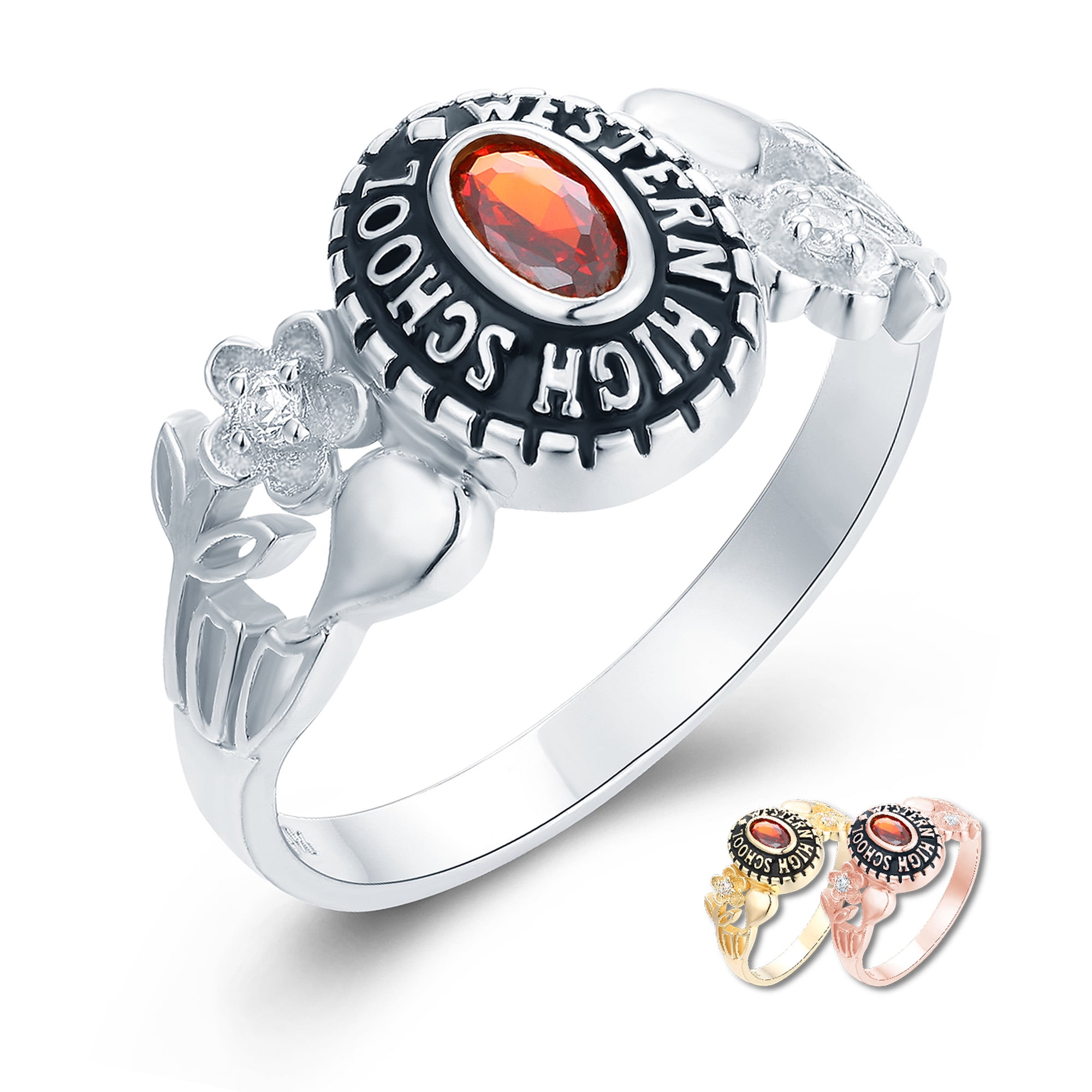 Mementos PJM Custom Women's Class Ring Sterling Silver for High School ...
