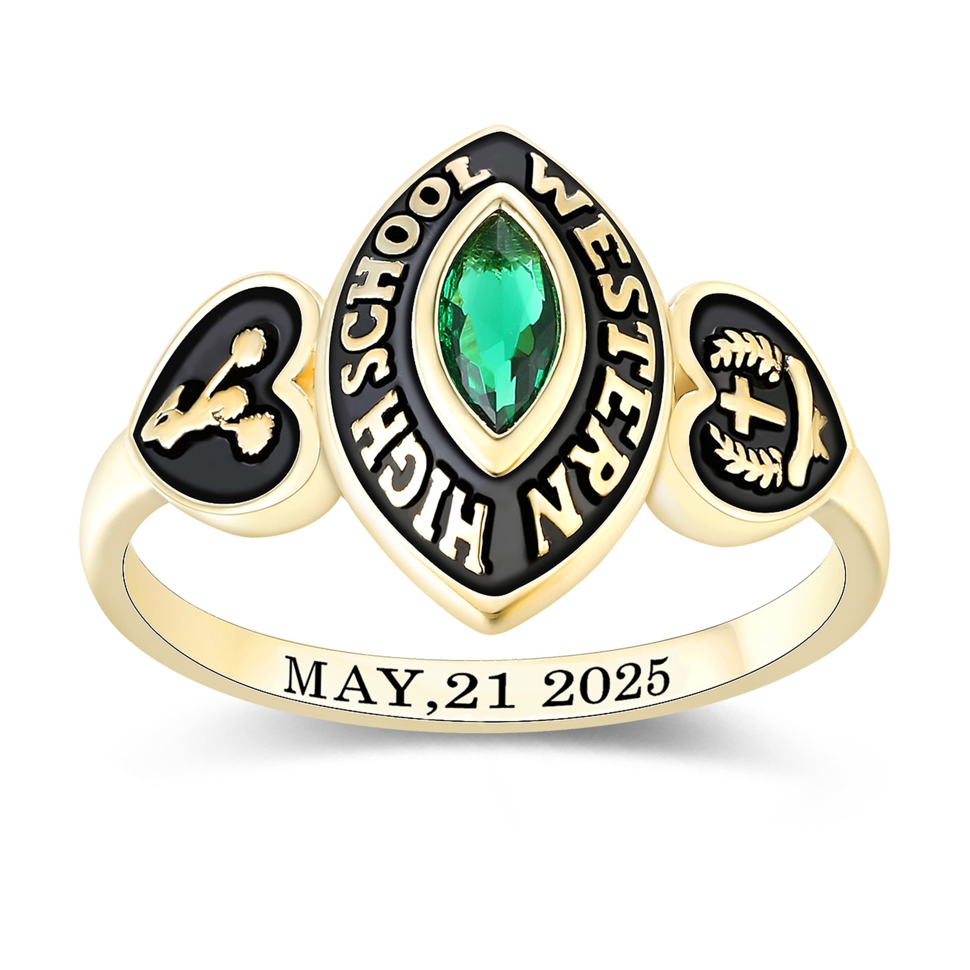 Mementos USA Customized Royalty 10kt Yellow Gold Birthstone Class Rings ...