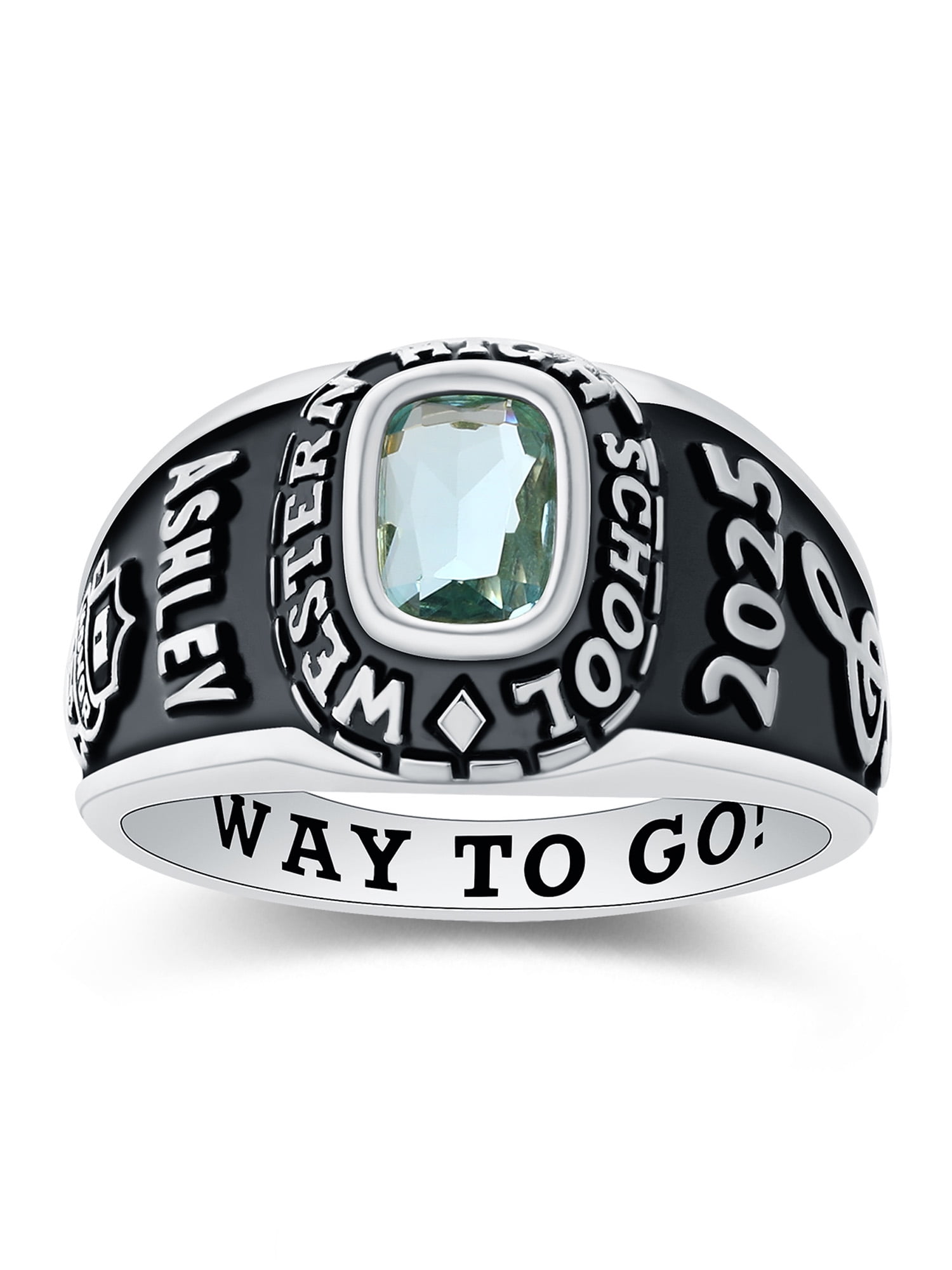 Mementos USA Customized Small 10kt White Gold Women's High School ...