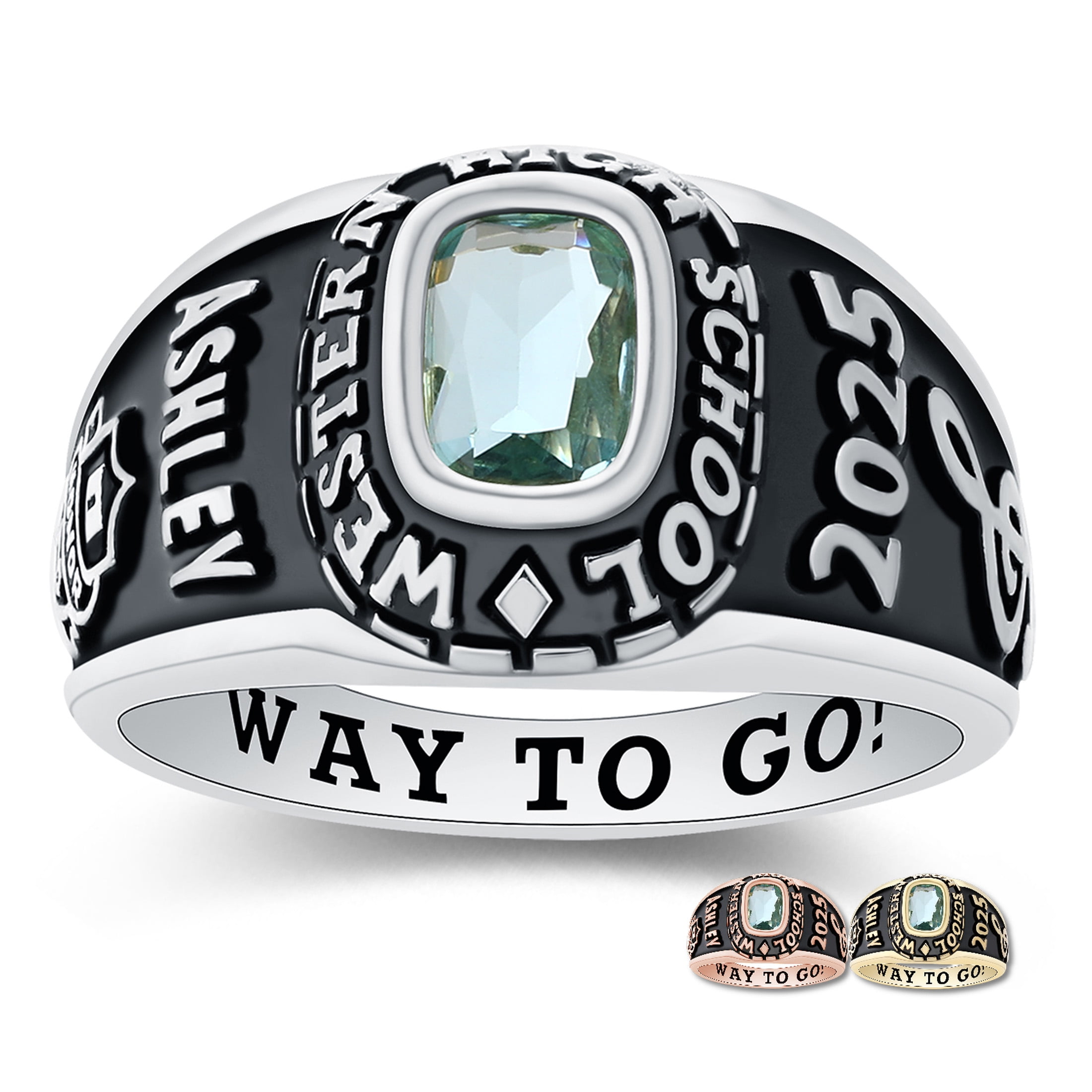 Mementos Jewelry by PJM Customized Small Women's Class Ring Sterling ...