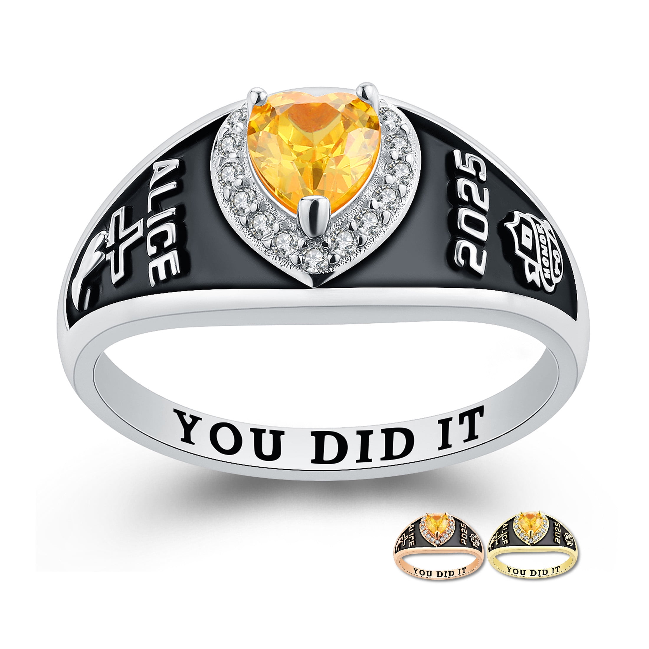 Mementos PJM Custom Women's Class Rings Sterling Silver for High School ...