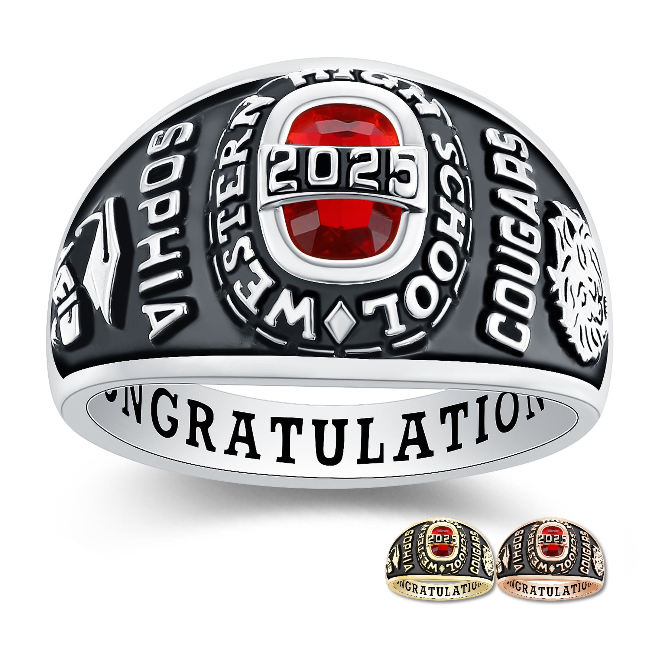 Mementos PJM Custom Sterling Silver Class Rings for Women High School ...