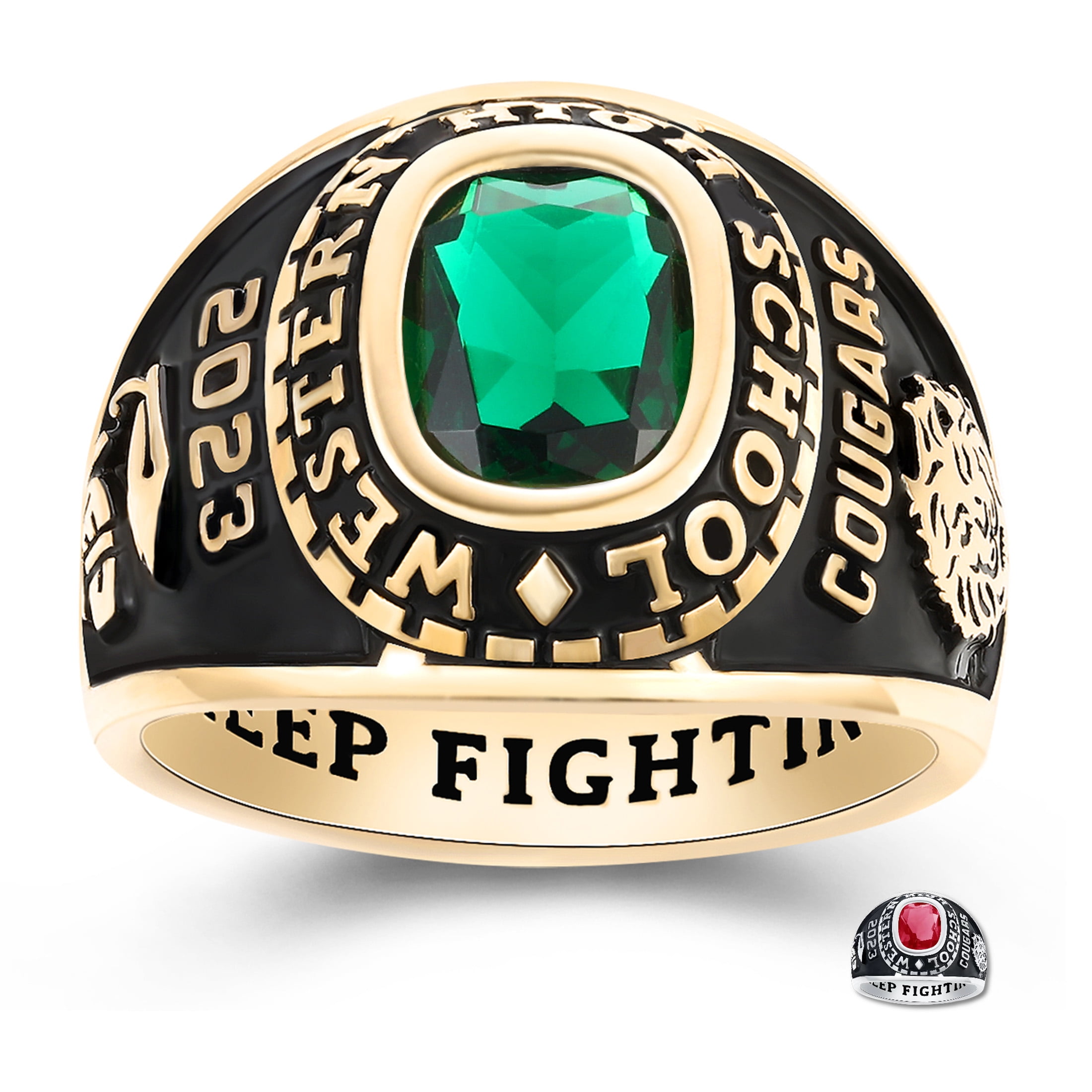 Mementos Jewelry by PJM Customized 10kt Yellow Gold Class Rings for Men ...