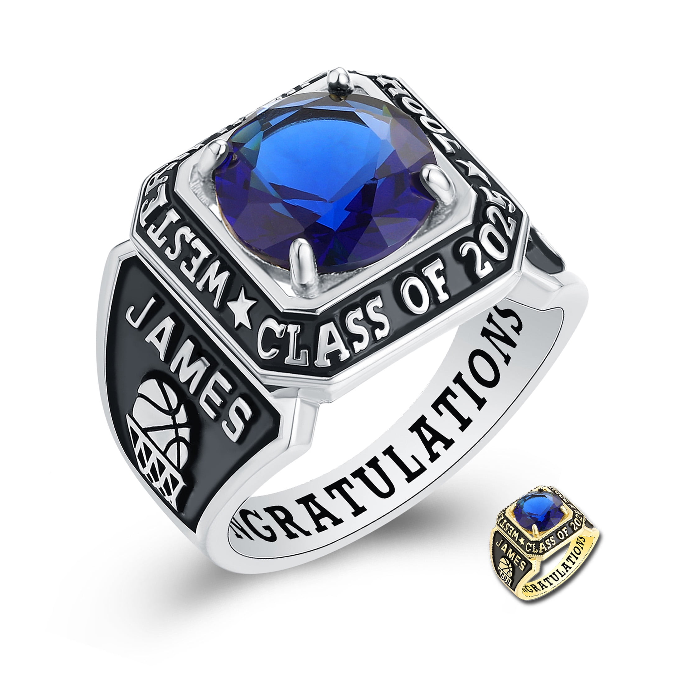 Mementos Jewelry USA Personalized Achiever 10kt White Gold Men's Class ...