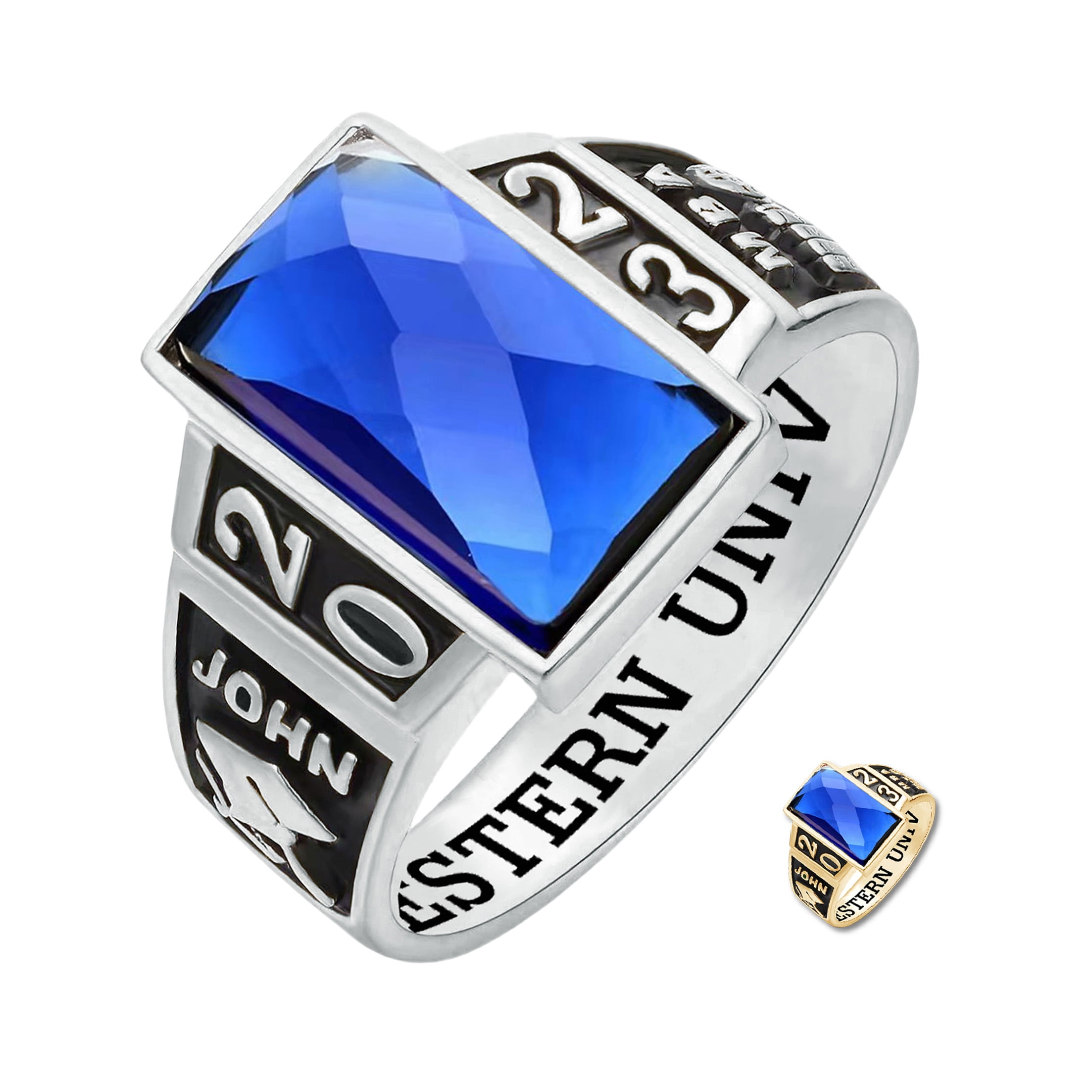 Mementos PJM Custom Men's Class Rings 10kt White Gold for High School ...