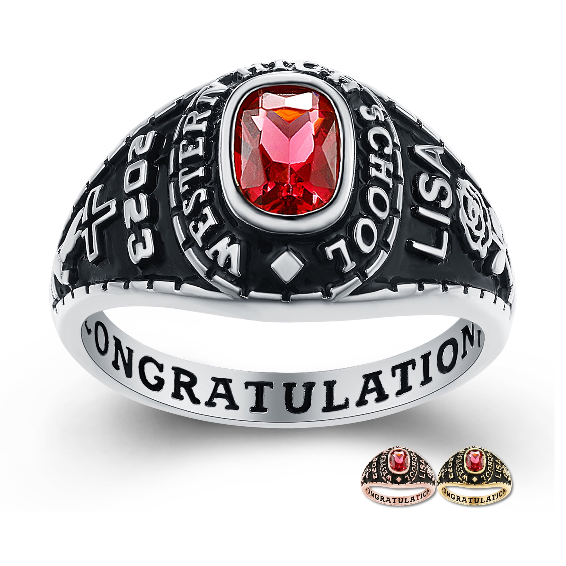 Mementos Jewelry USA Custom Classic Sterling Silver Women's Class Rings ...