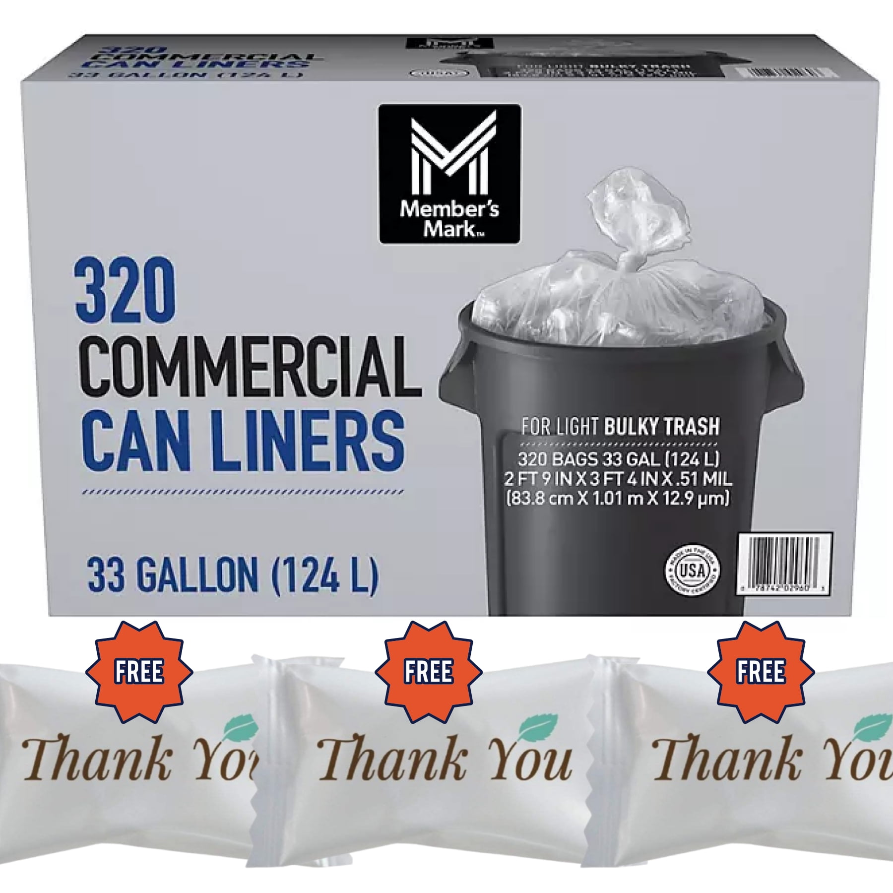 Memmber's Mark 33 Gallon Commercial Can Liners, 320 ct. - Walmart.com
