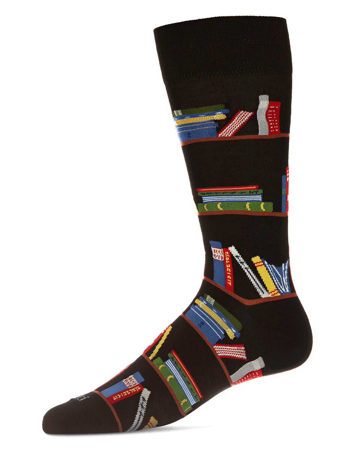 MeMoi Men's "Bookshelf" Rayon from Bamboo Blend Novelty Crew Sock ...