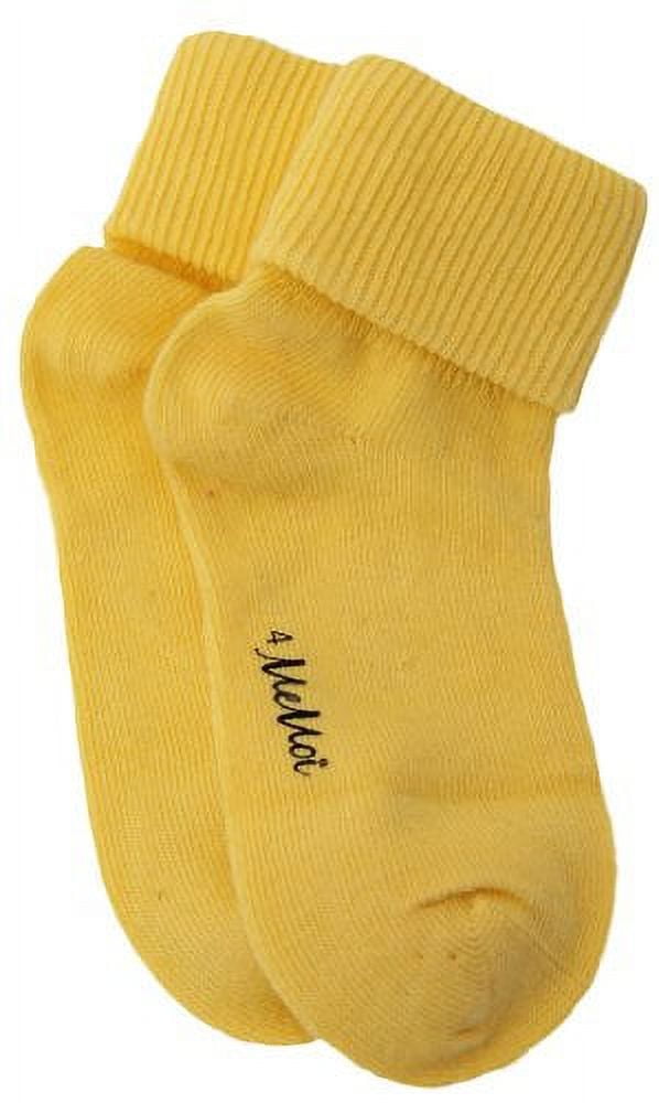 Memoi Unisex-Child Basic Triple Roll Anklet Socks bright yellow 8 ...