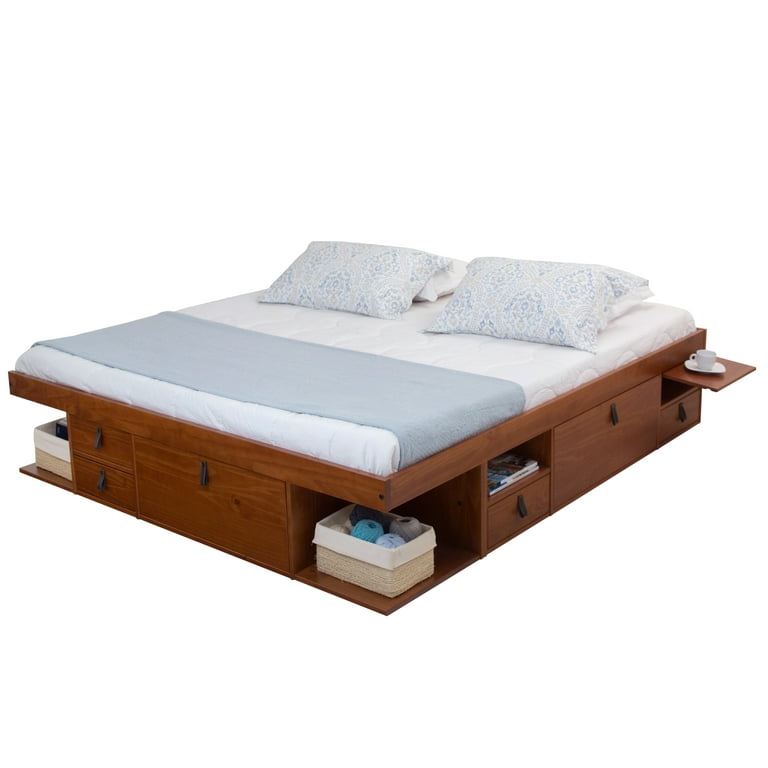 Memomad Bali Storage Platform Bed with Drawers King size Caramel