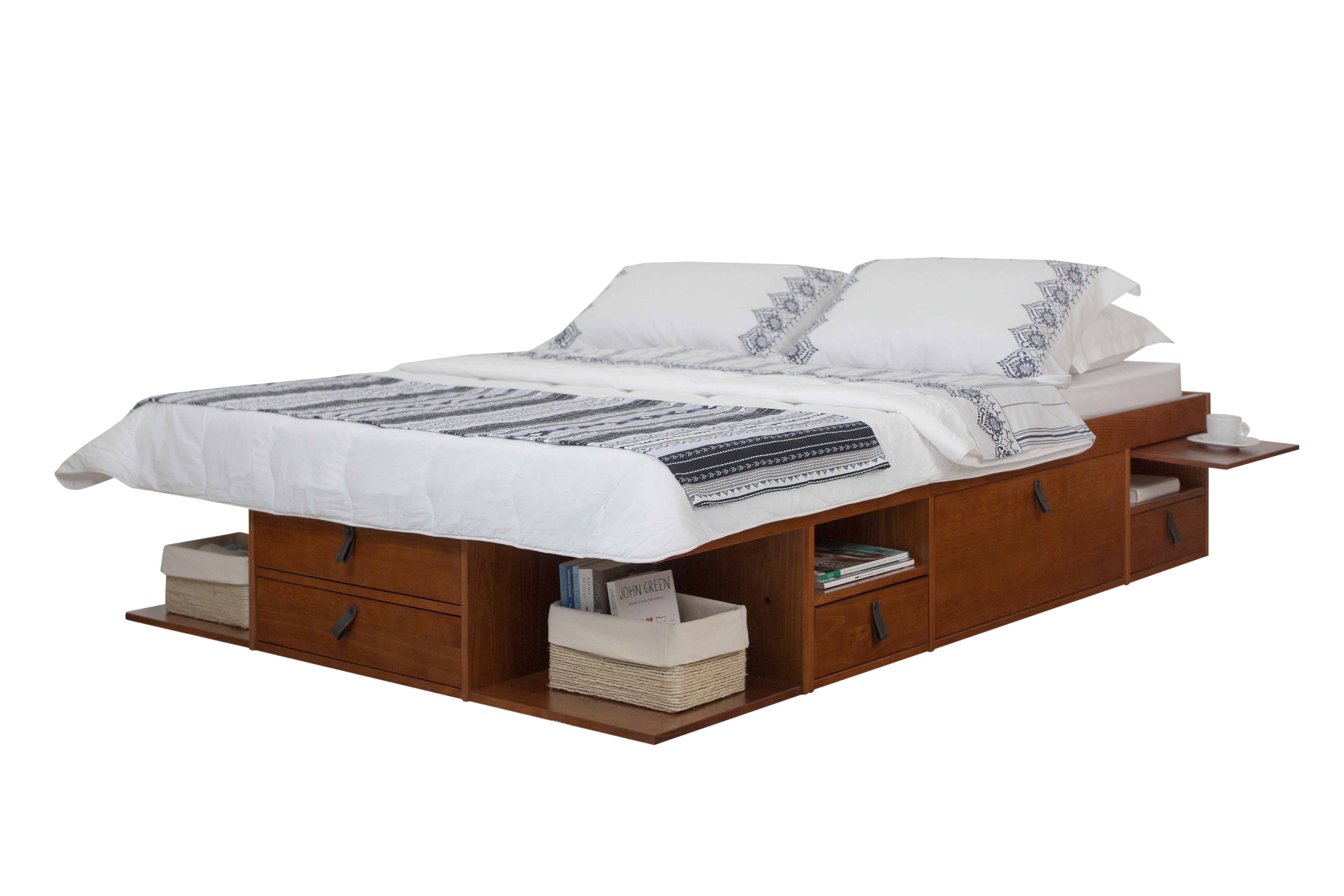 Memomad Bali Full Size Bed Frame with Storage & Drawers (Caramel Brown ...