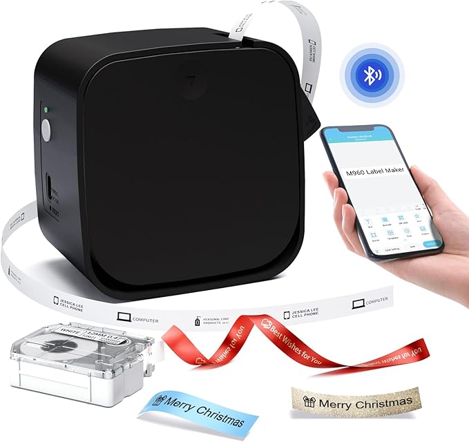 Memoqueen Bluetooth Label Makers Machine with Tape - M960 Mini Label ...