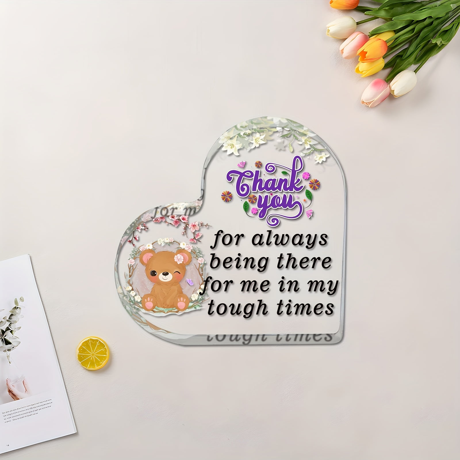 Memorable Token Heart Shaped Acrylic Desk Plaque Perfect Thank You Gift ...