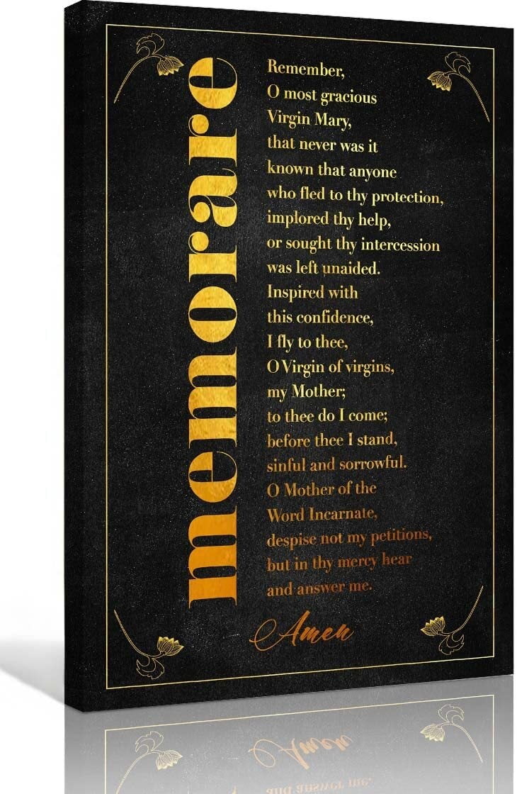 Memorare Bible Verse Wall Art Catholic Prayer Poster Vintage Scripture ...