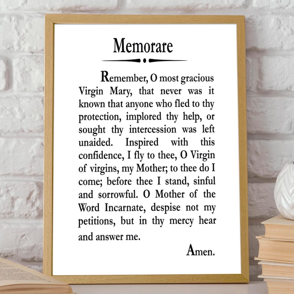Memorare Prayer Catholic Devotion Text Wall Art Poster UNFRAMED PAPER ...