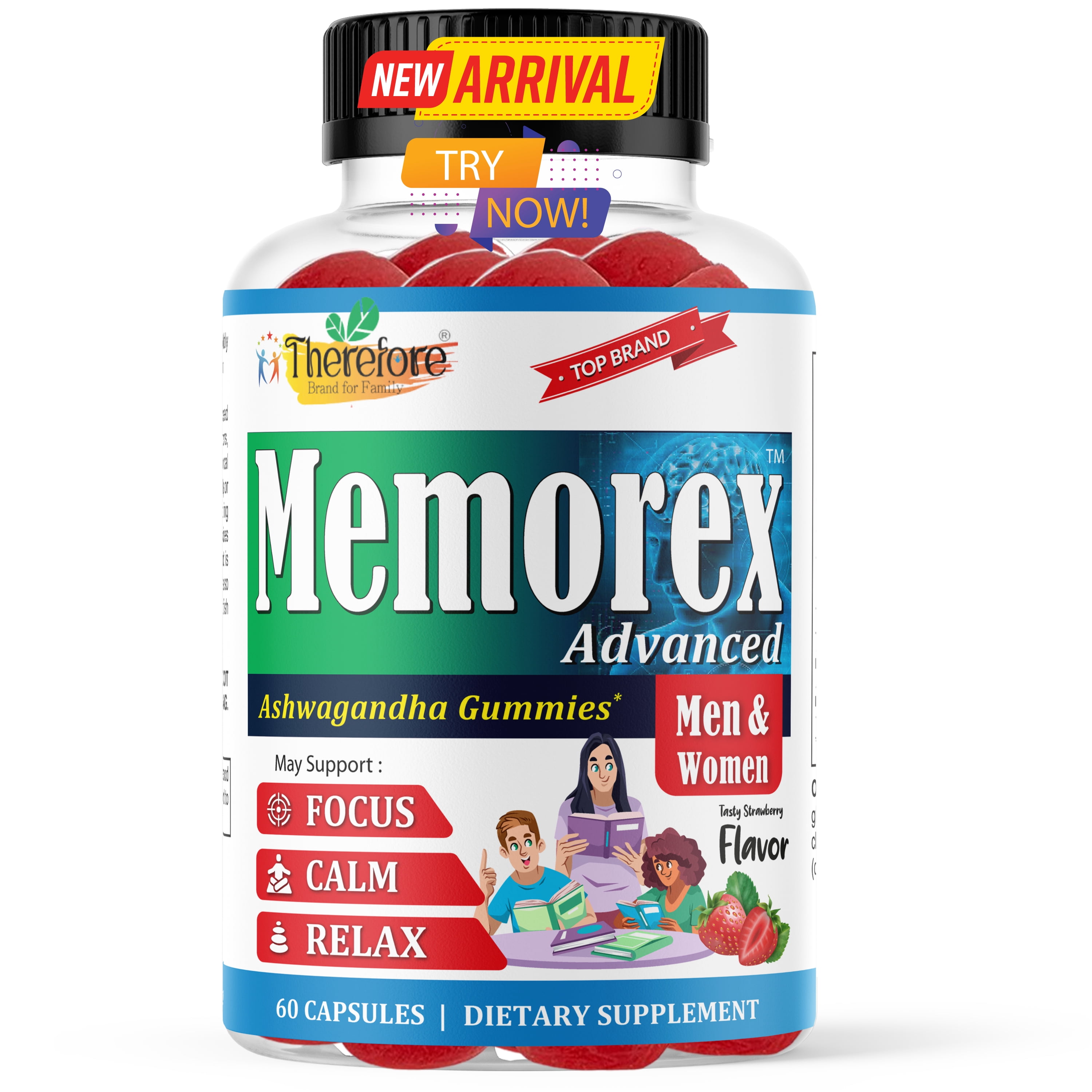 Memorex Organic Ashwagandha Gummies for Adults – Calm & Focus ...