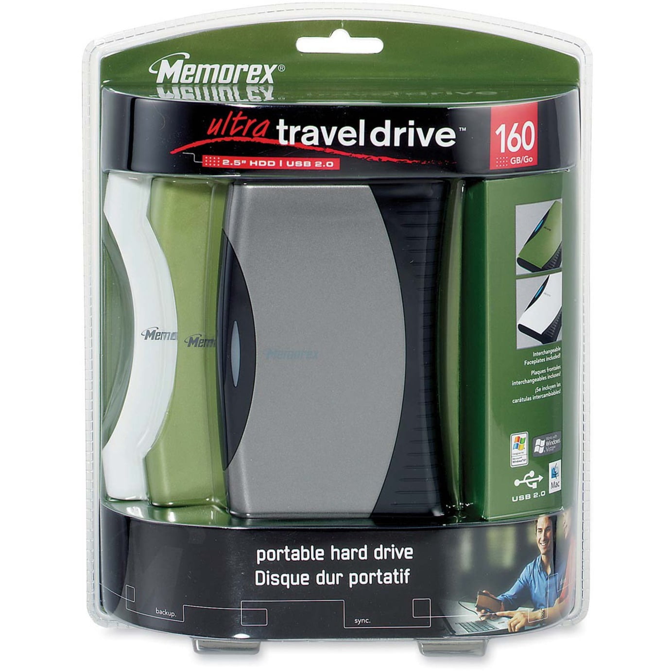 Memorex Ultra TravelDrive 160 GB Hard Drive, 2.5" External, Green, Gray ...