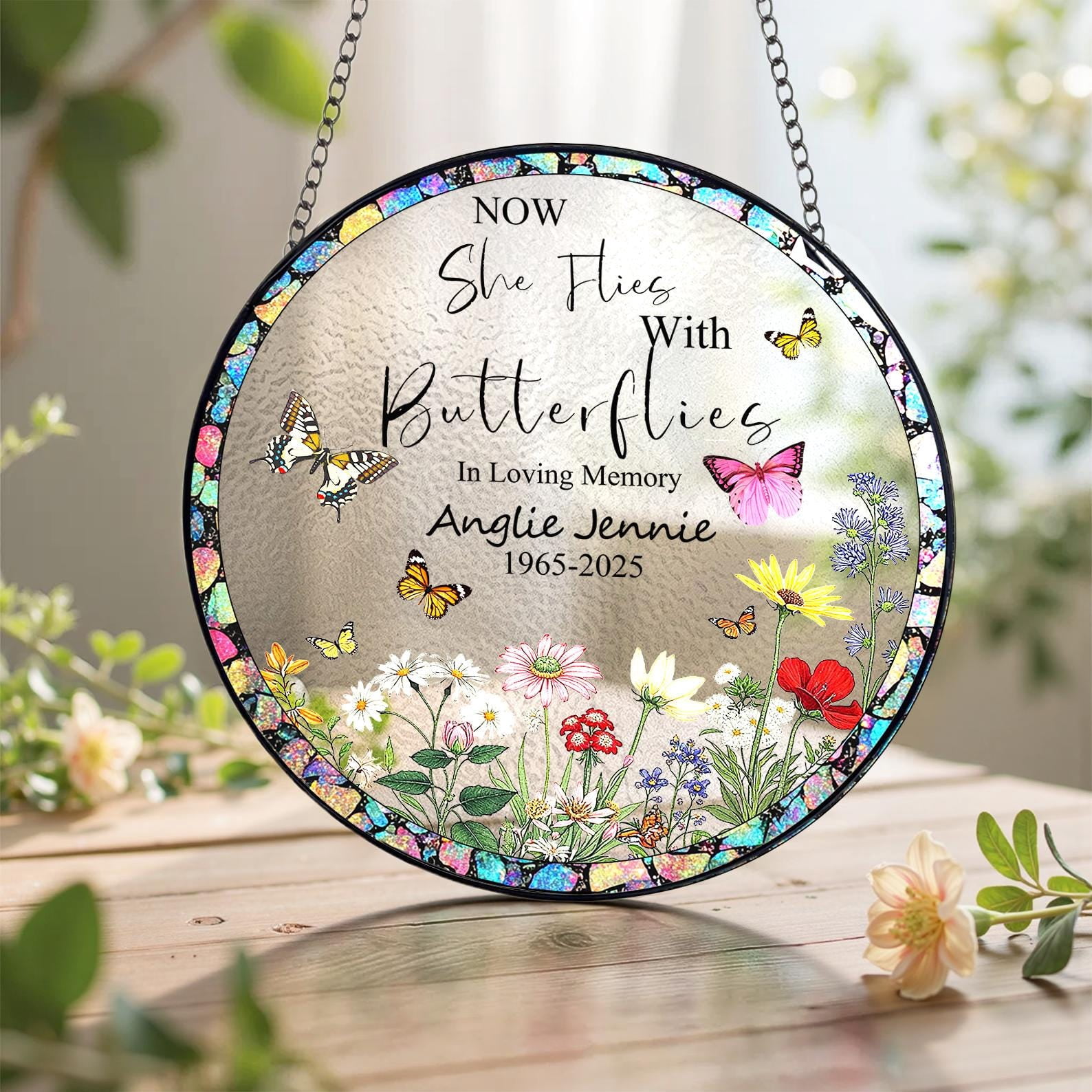 Memorial Butterfly Stained Glass Suncatcher Sympathy Loss Of Loved One ...