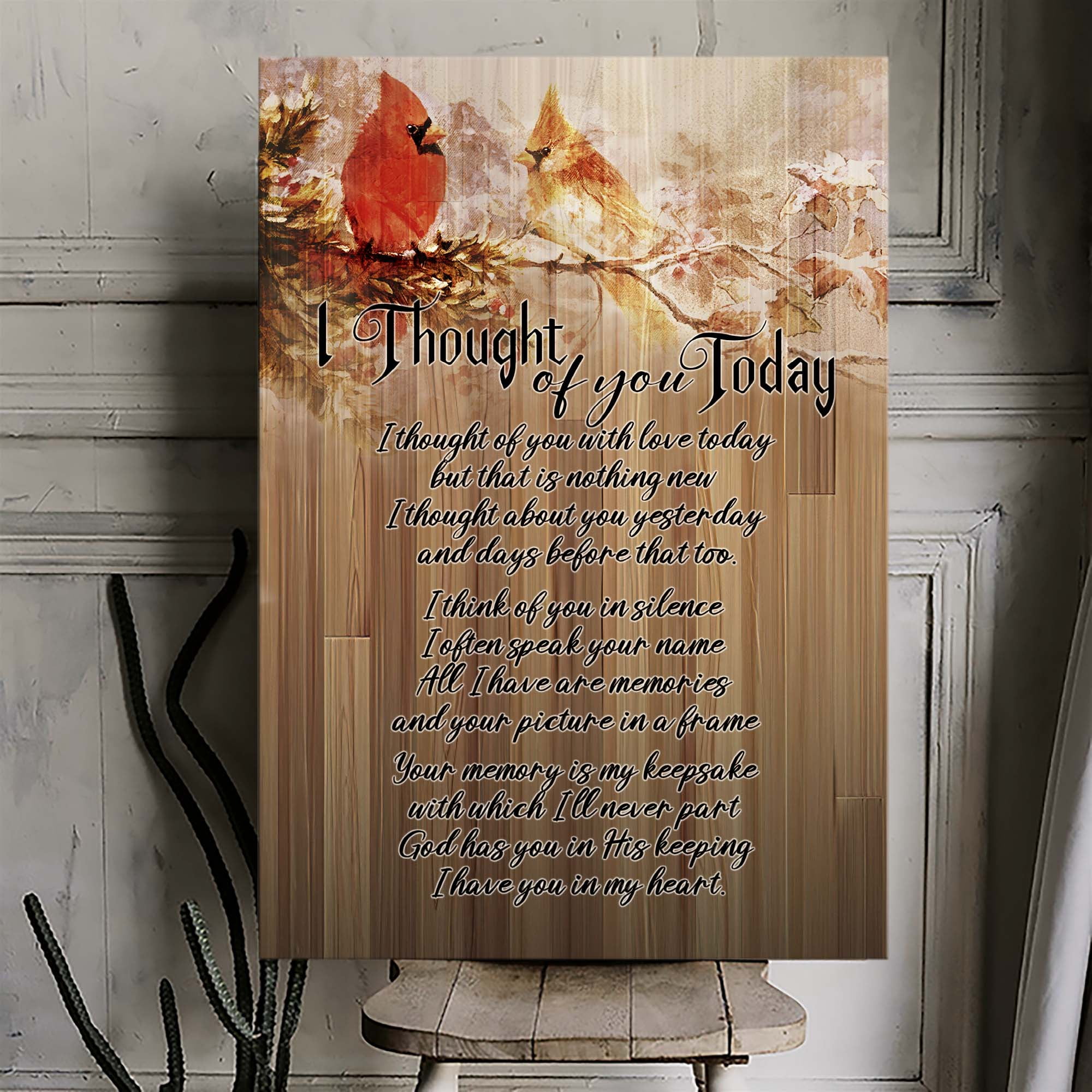 Memorial Canvas Wall Art – “I Thought of You Today” Poem with Cardinals ...