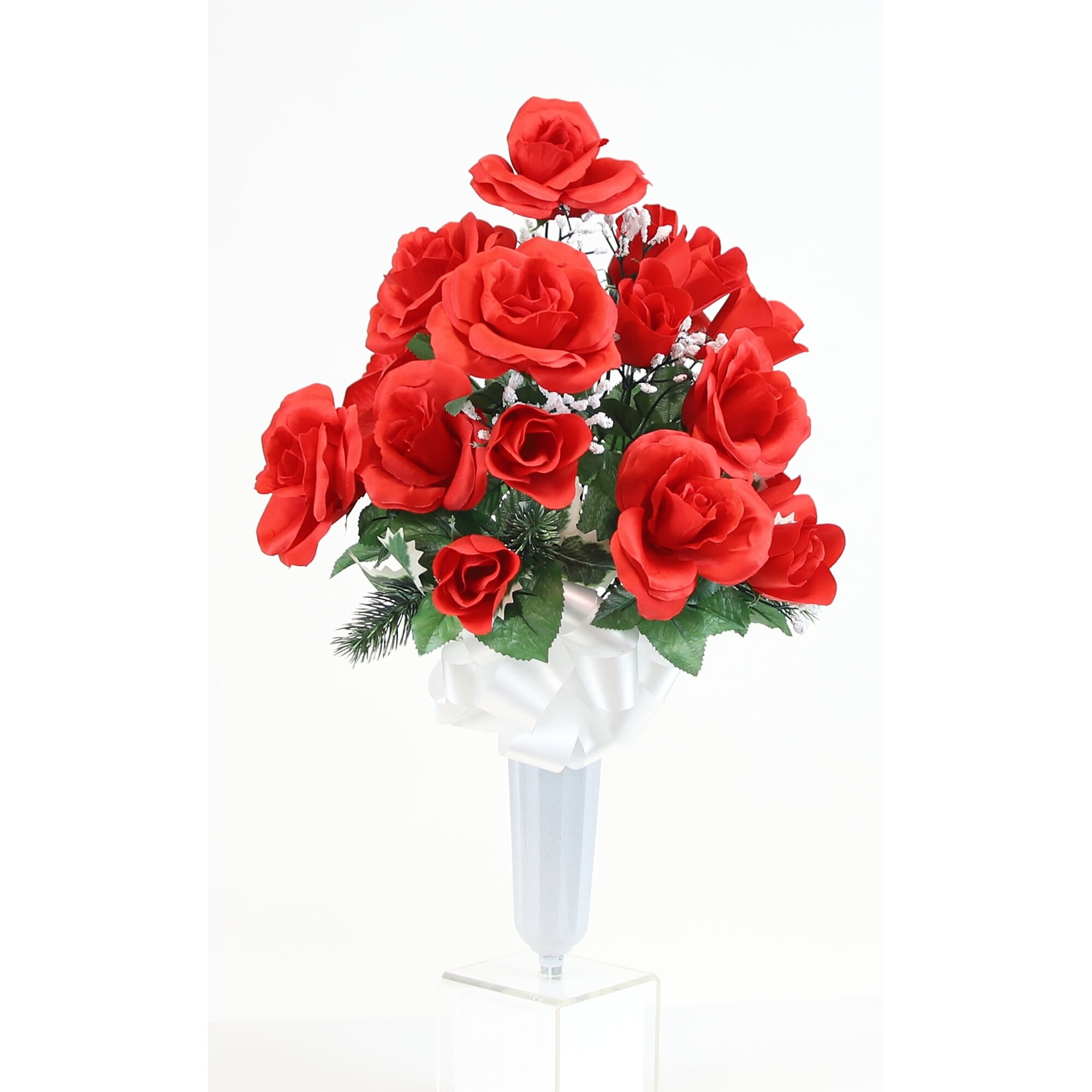 Memorial Christmas Rose & Holly Cemetery Vase - N/A Red - Walmart.com