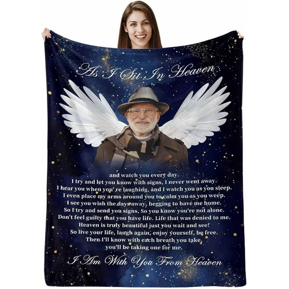 Memorial Custom Photo Blanket with Poem, Personalized Picture Blanket ...