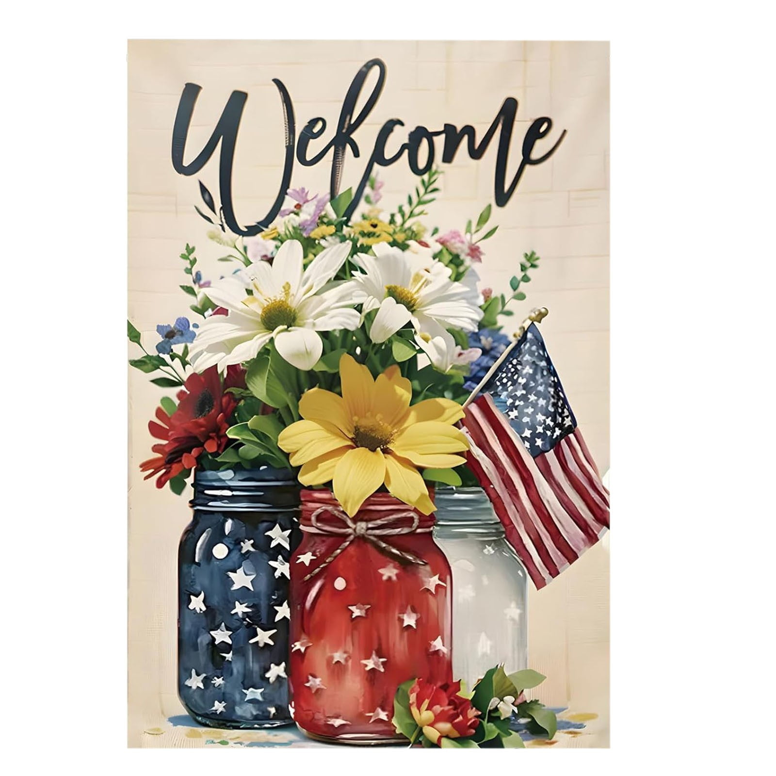 Memorial Day 4th of July Garden Flag God Bless America Double Sided ...
