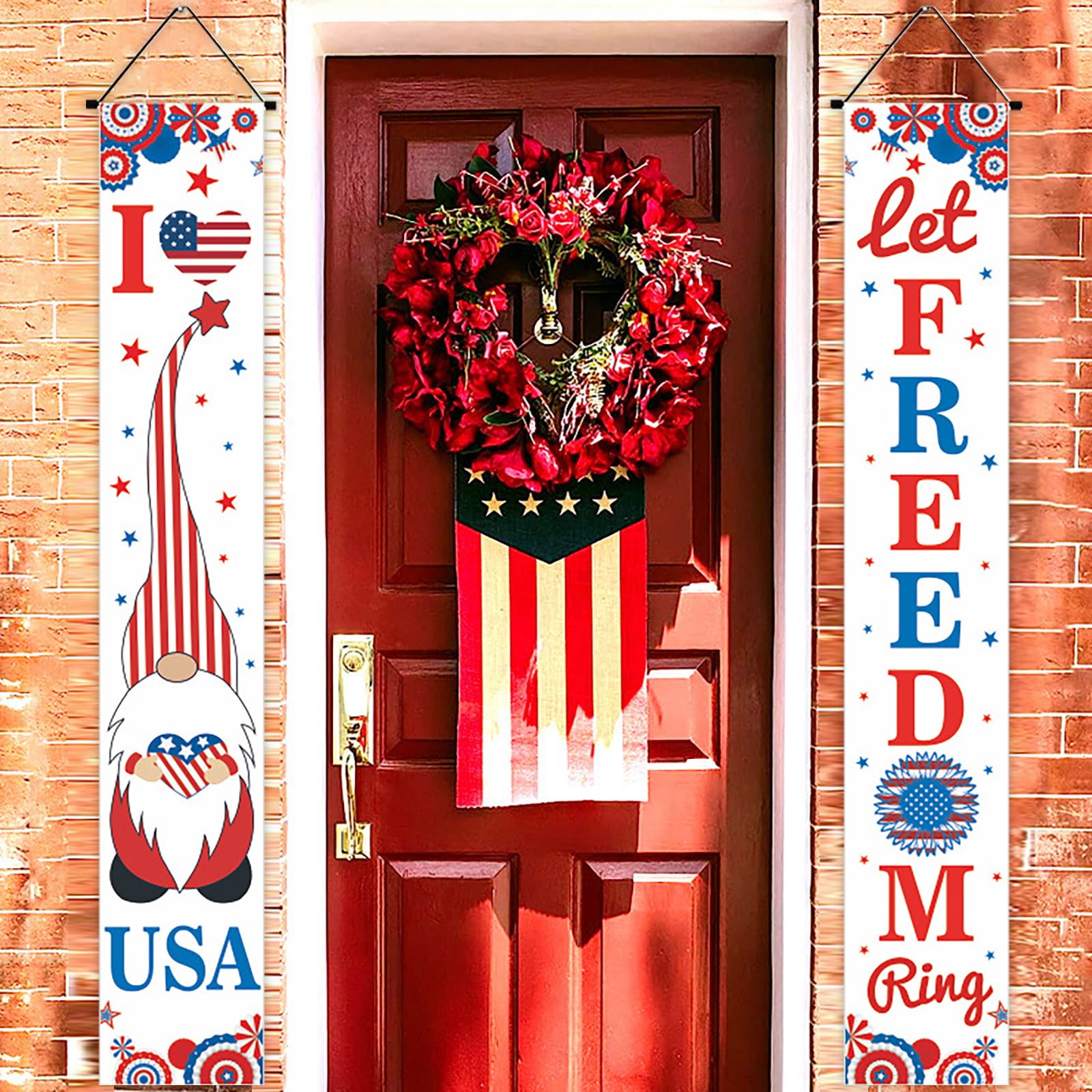 Memorial Day 4th Of July Welcome Porch Sign Patriotic Black Banner ...
