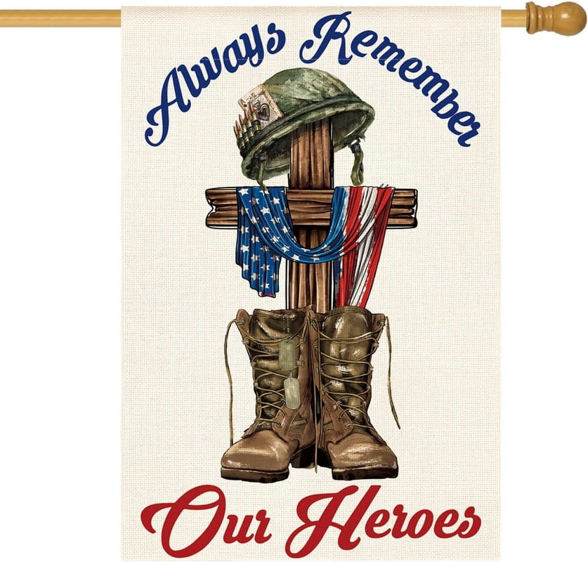 Memorial Day Always Remember Our Heroes House Flag 12x18 Inch Double ...