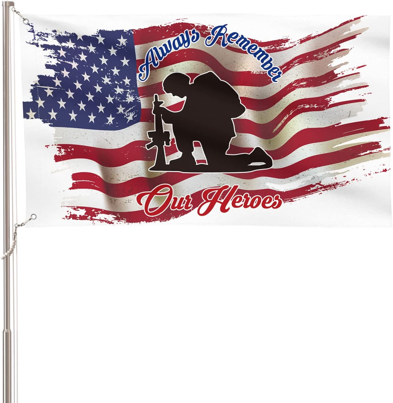 Memorial Day Always Remember Our Heroes House Flag 3x5 FT Double Sided ...