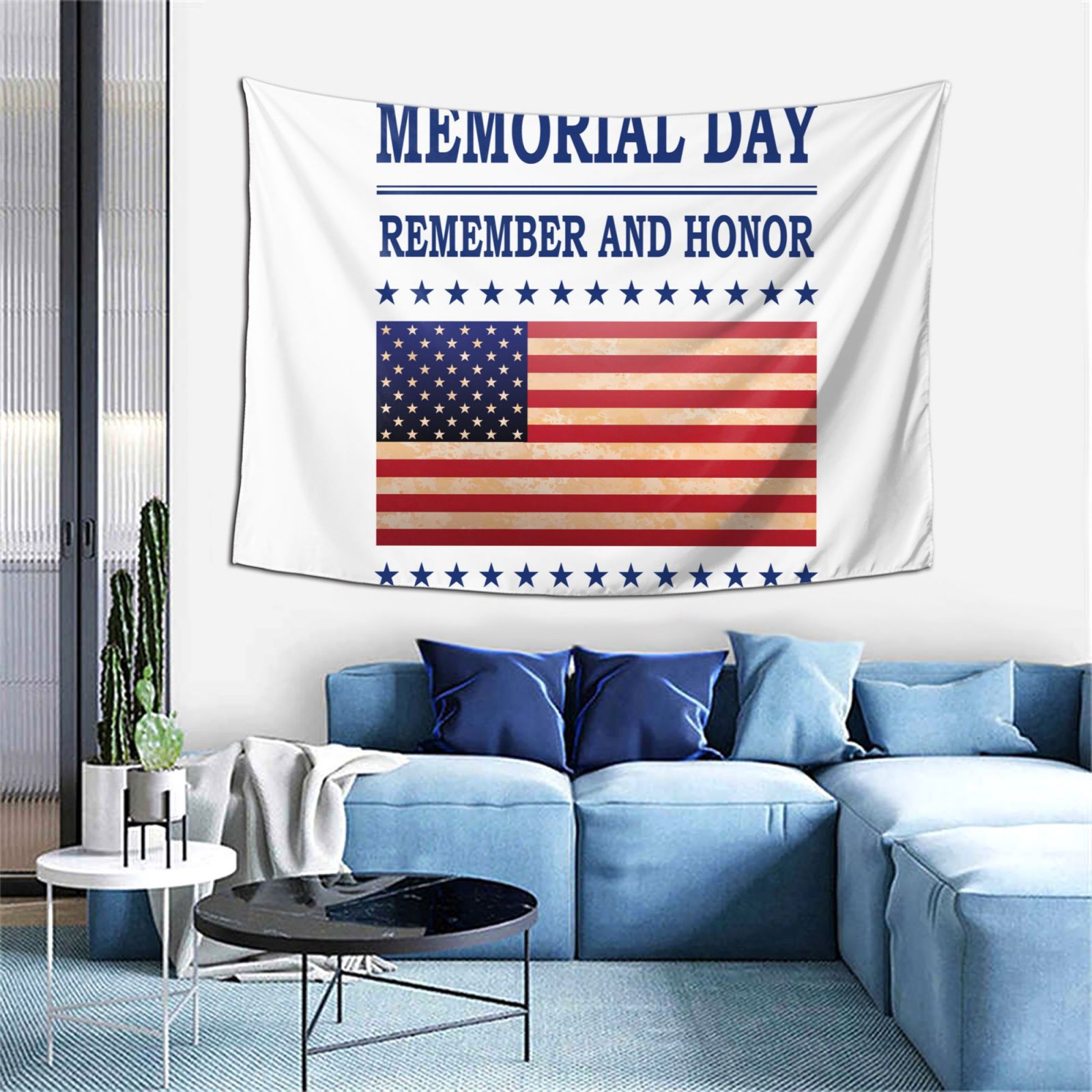 Memorial Day American Flag Remember and Honor Tapestry for Bedroom ...