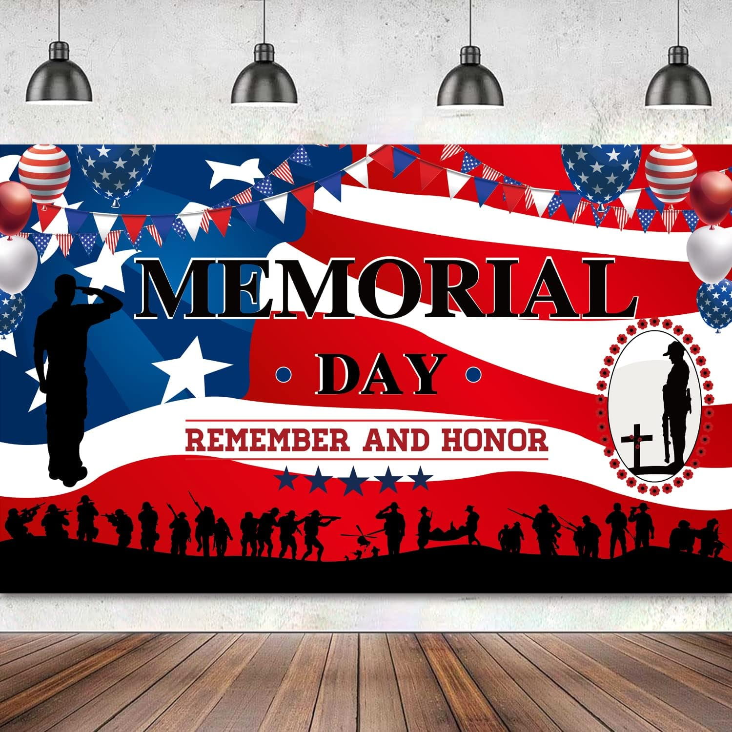 Memorial Day Backdrop Banner, Memorial Day Decorations, Remember and ...