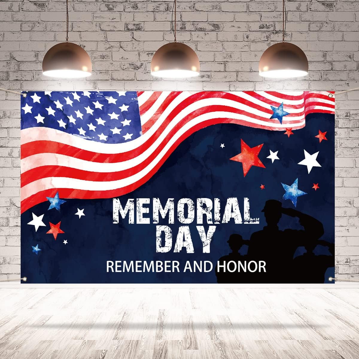Memorial Day Backdrop Banner Remember and Honor American Patriotic ...